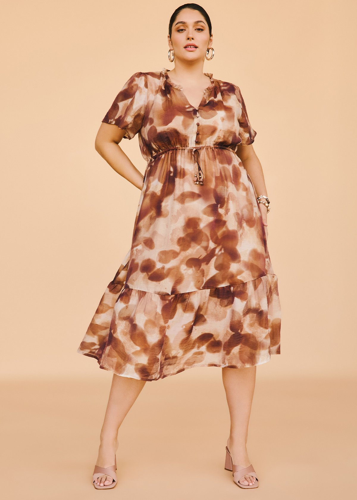 Shop Plus Size Helena Tencel Midi Dress in Brown | Taking Shape IE