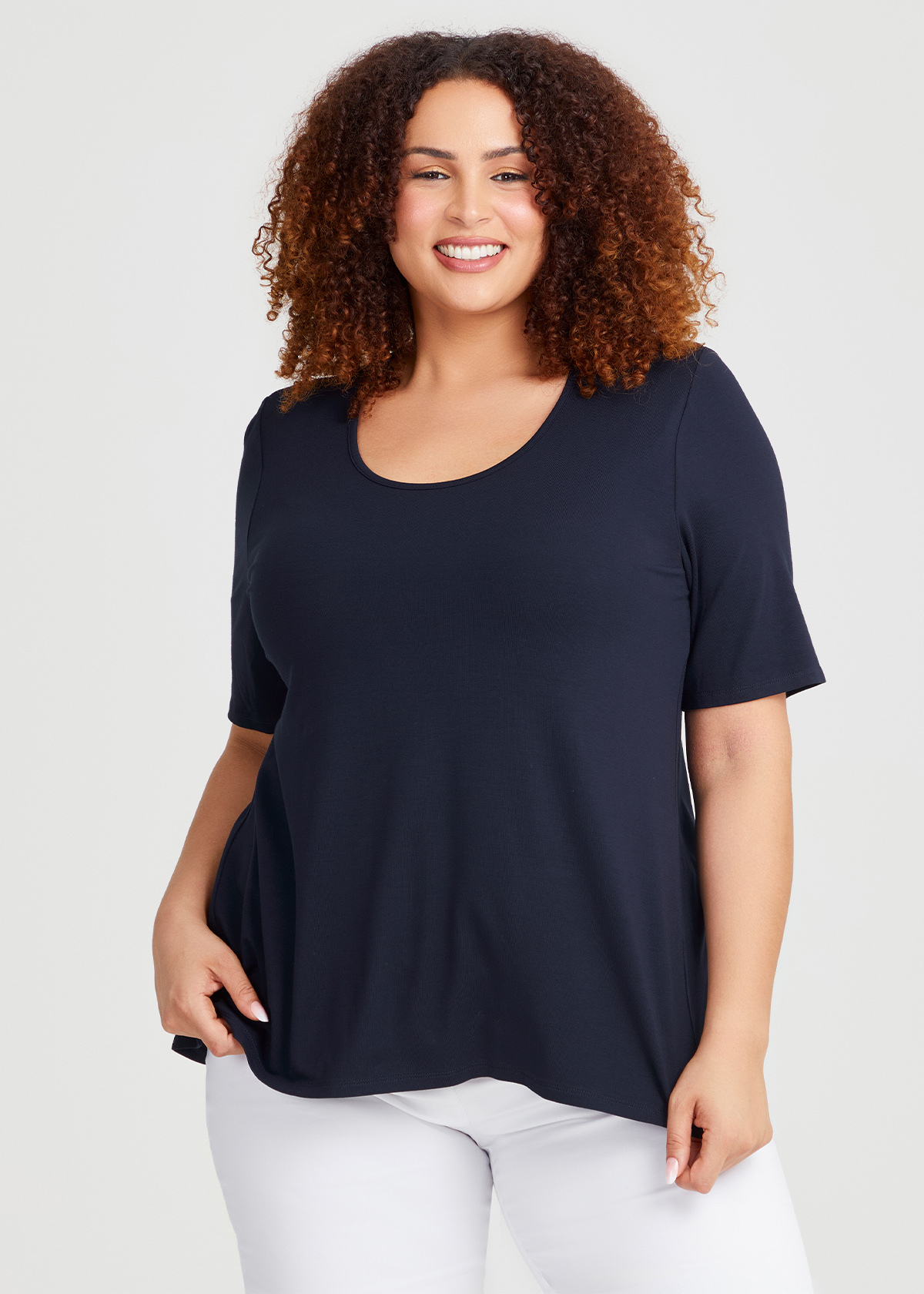 Shop Plus Size Natural Essential Top, Navy | Taking Shape NZ