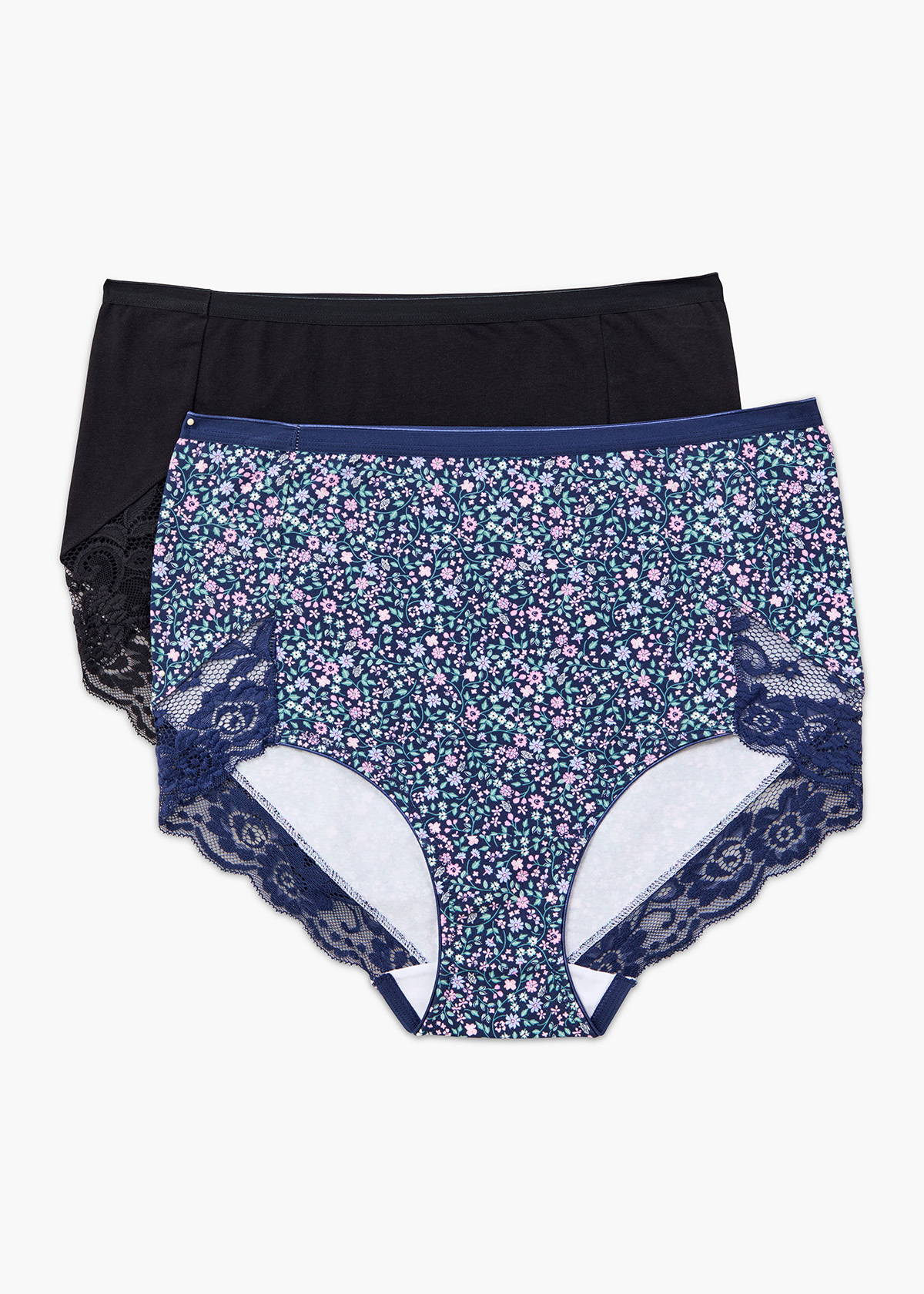 Shop Plus Size 2Pk Eco Cotton Lace Briefs, Multi | Taking Shape AU
