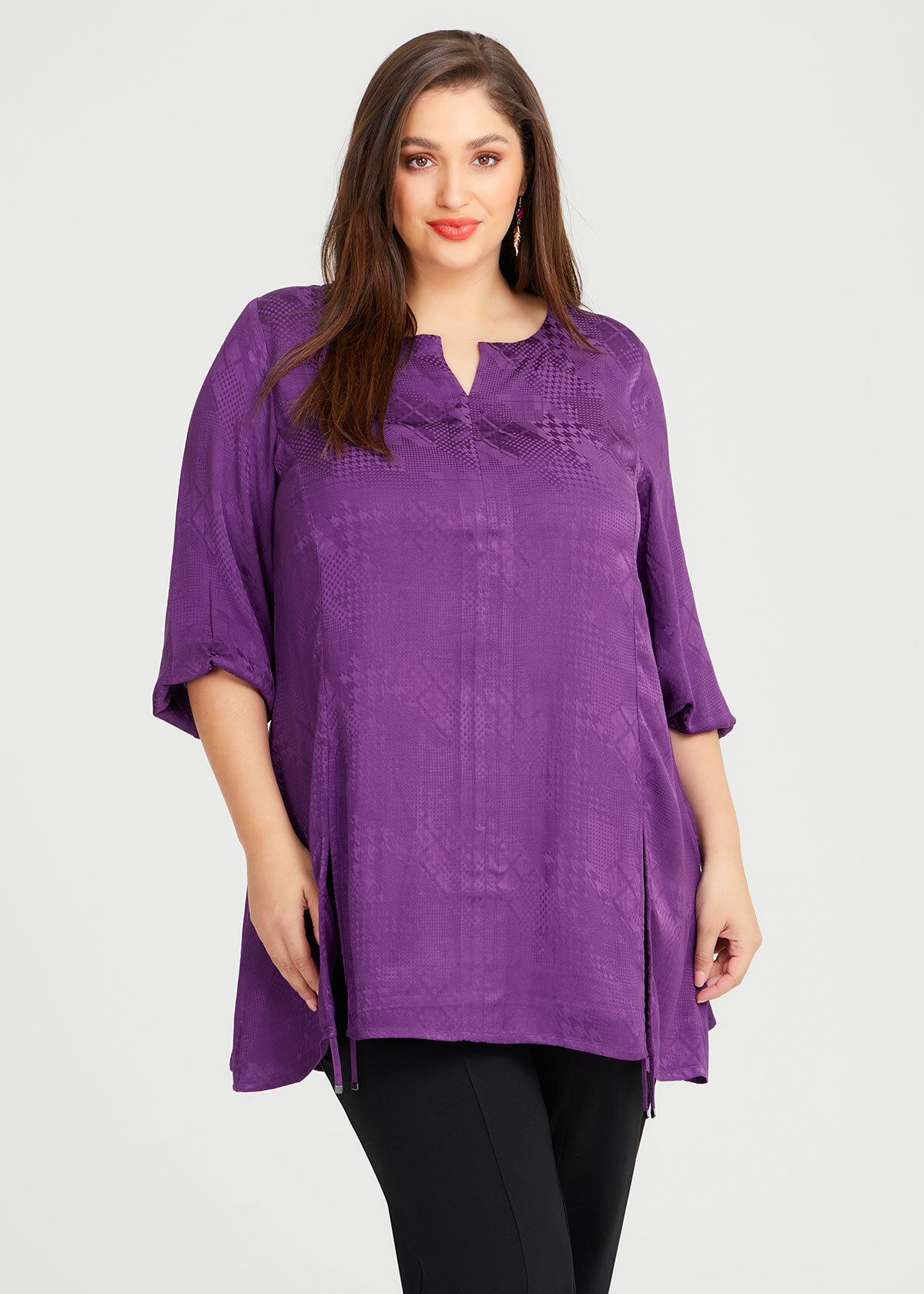 Shop Plus Size Jacquard Natural Sheen Tunic, Purple | Taking Shape AU