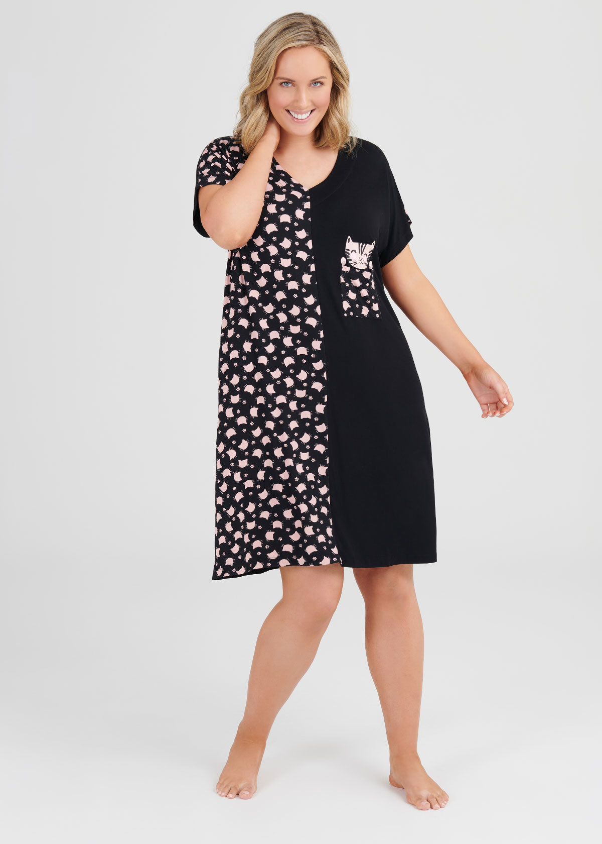 Shop Plus Size Bamboo Cats Nightie, Print | Taking Shape AU