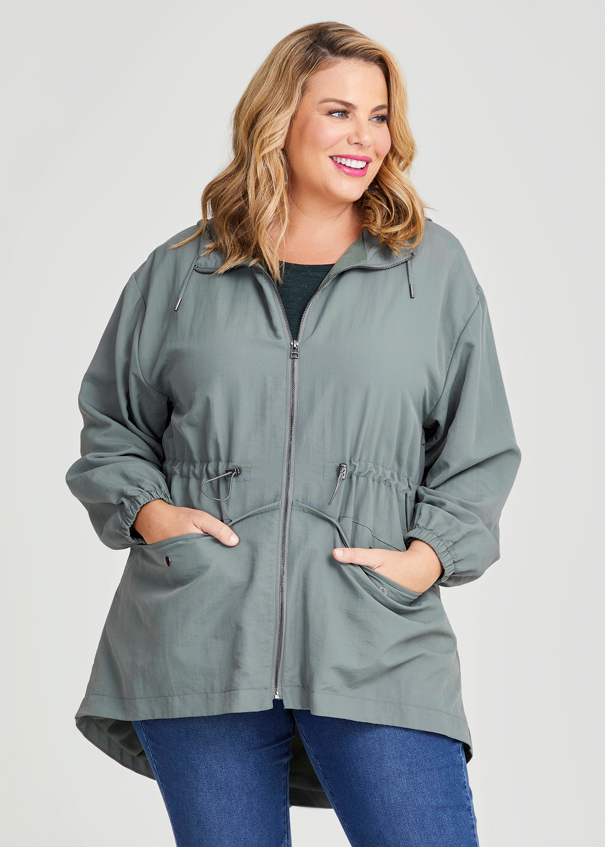 Shop Plus Size Weekend Hooded Jacket, Green | Taking Shape AU