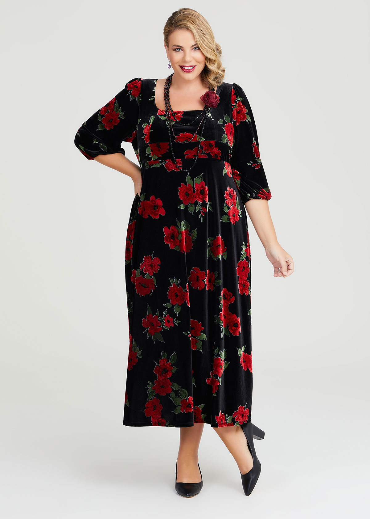 Shop Plus Size Poppy Devore Velvet Dress, Red | Taking Shape AU