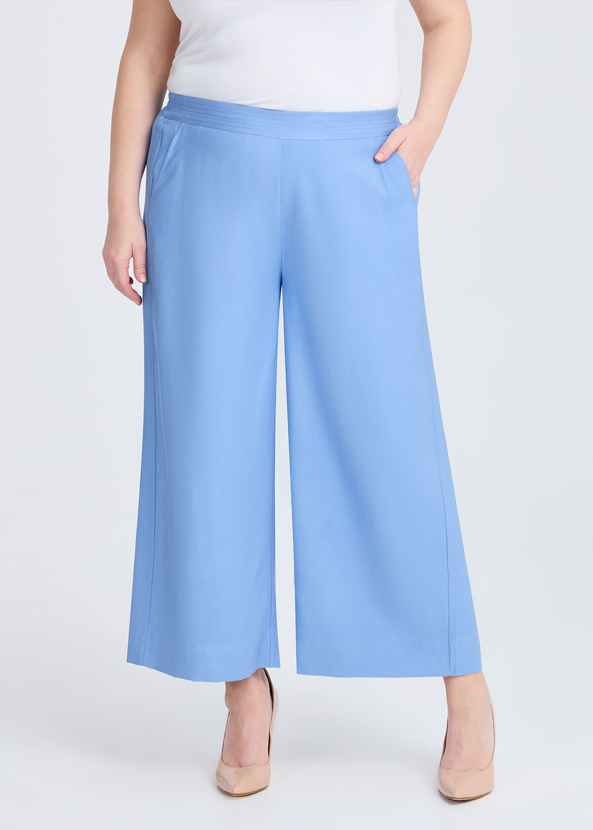Shop Plus Size Bronte Wide Leg Culotte Pant, Blue | Taking Shape AU