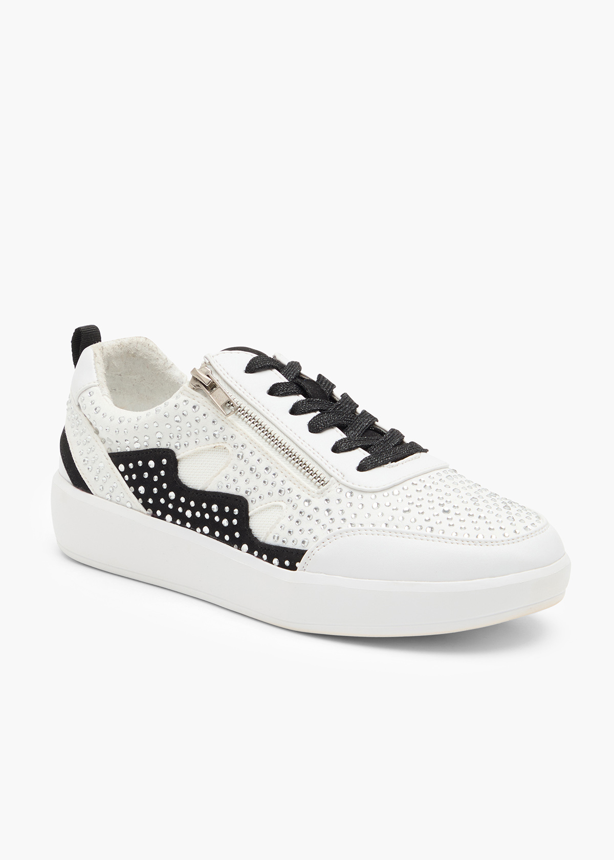 Shop White Bejewelled Side Zip Sneaker | Comfortable Shoes | Taking ...