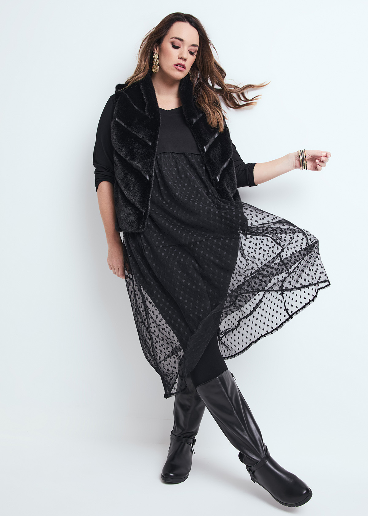 Shop Plus Size Texture Play Mesh Dress, Black | Taking Shape AU