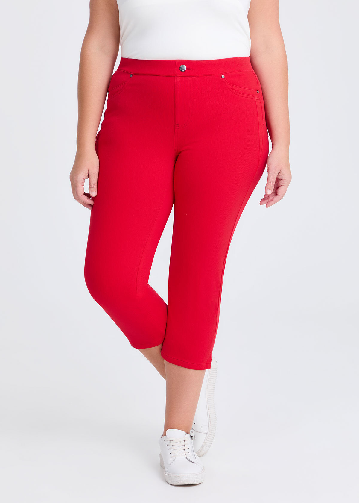 Shop Plus Size The New Best Friend Crop Jegging, Red | Taking Shape UK