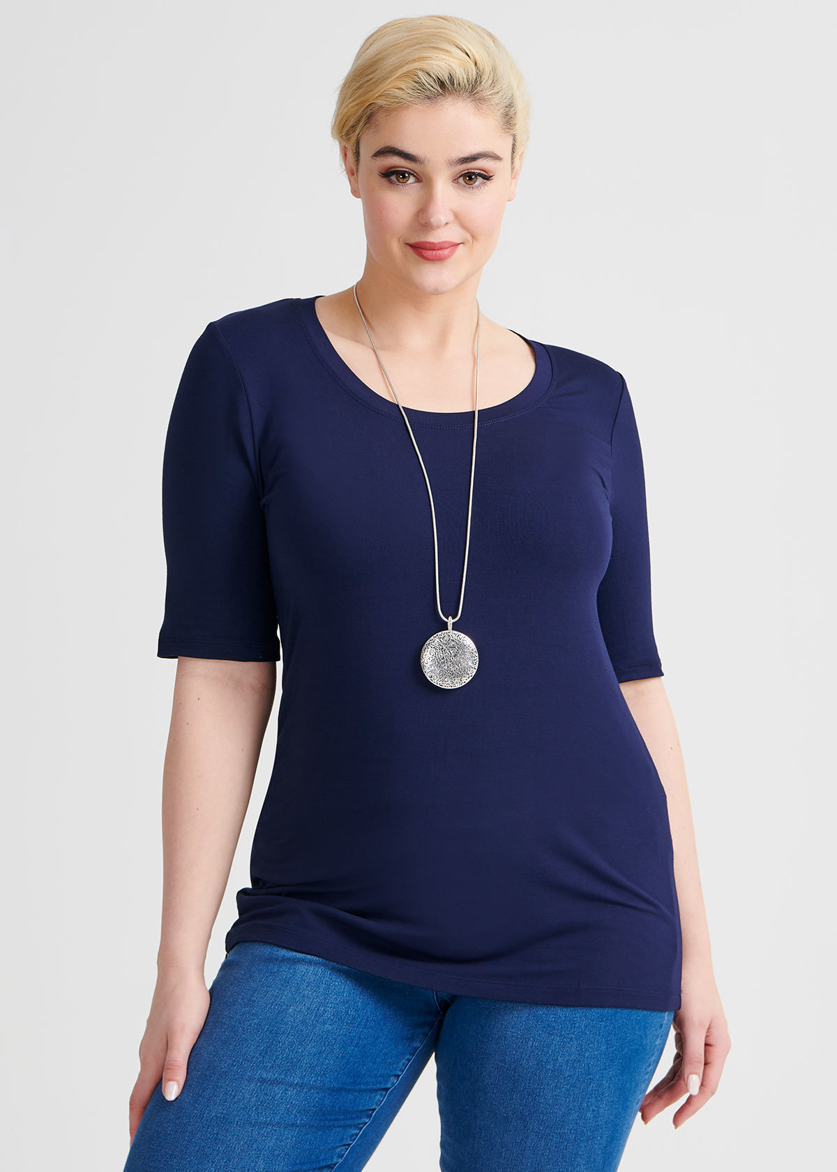 Shop Plus Size Bamboo Body Short Sleeve Top in Blue | Taking Shape AU