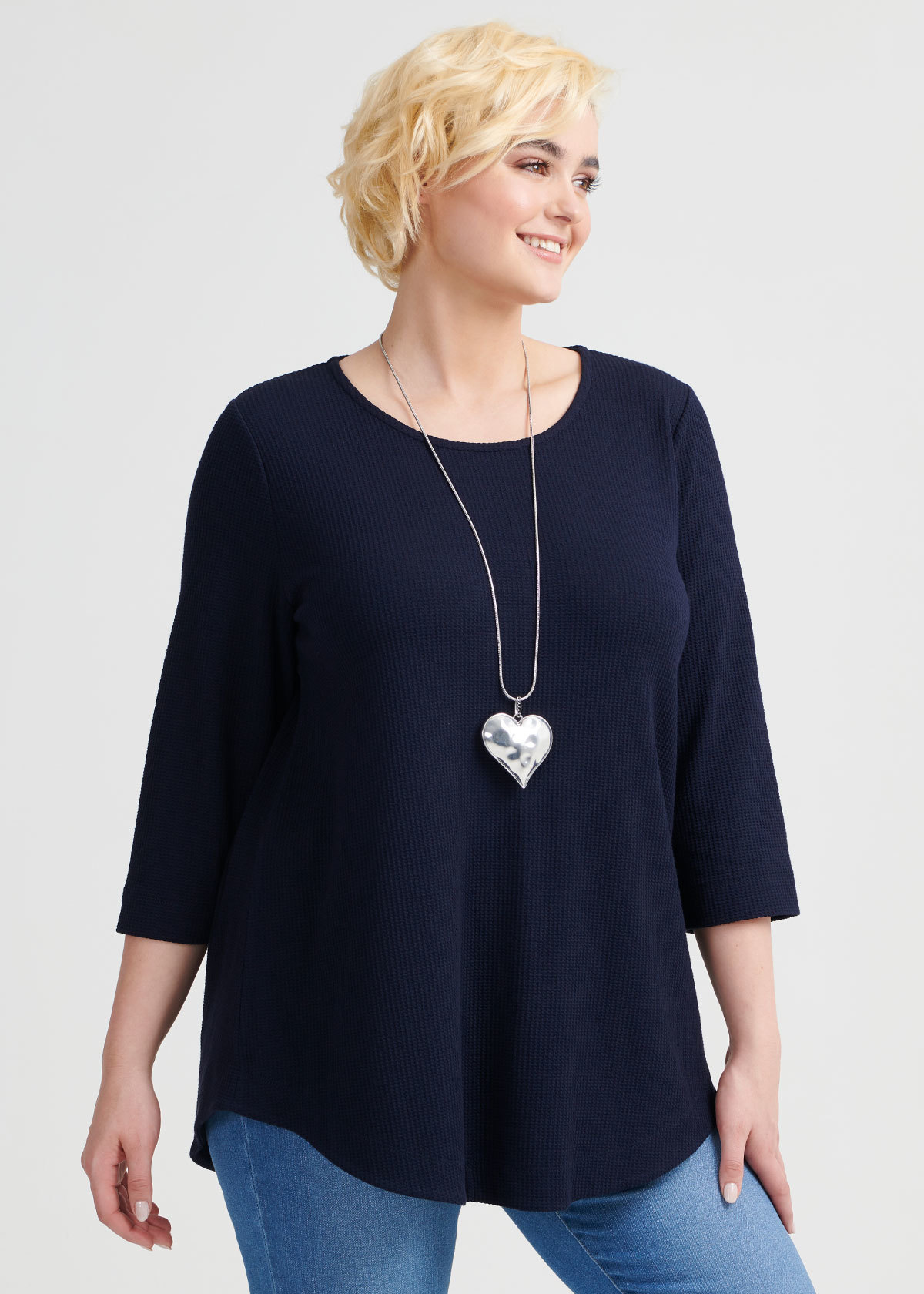 Shop Plus Size Staple Curved Hem Top, Navy | Taking Shape AU