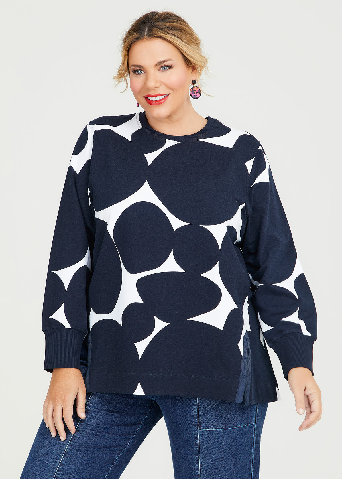 Shop Plus Size Cotton Abstract Spot Sweatshirt, Blue | Taking Shape AU