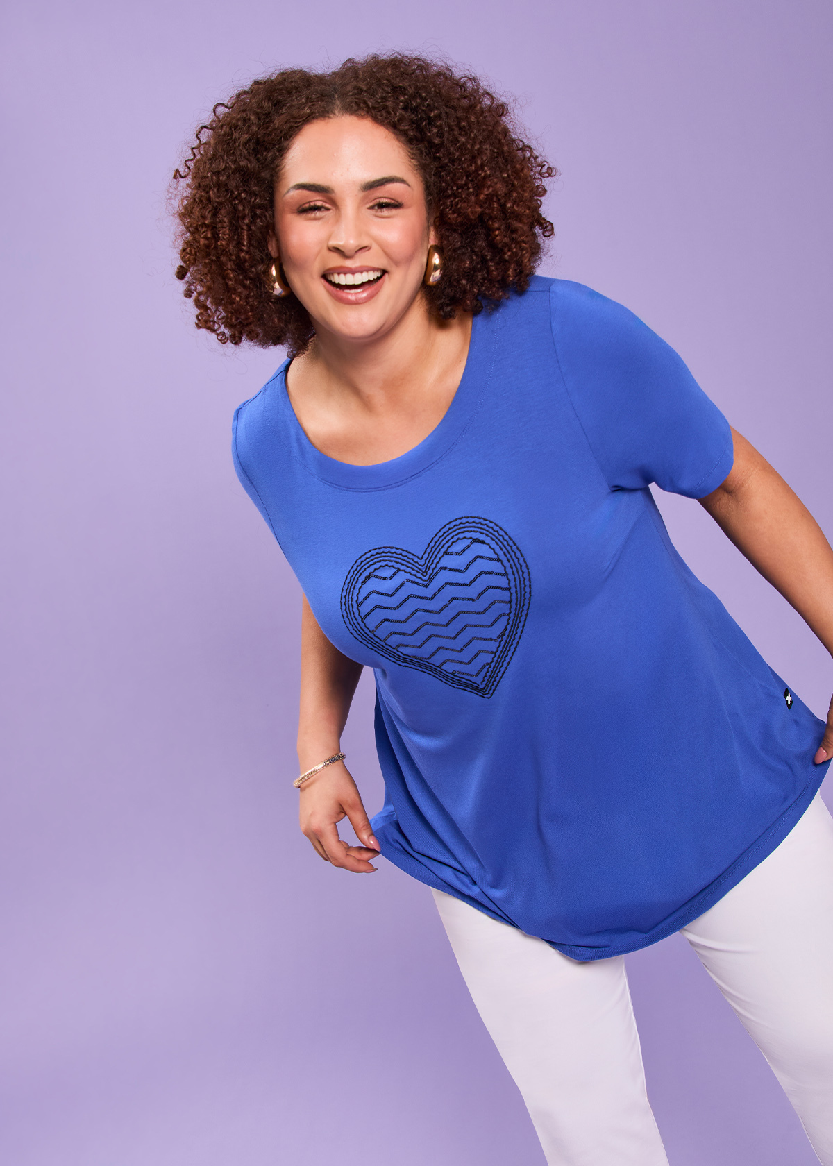 Shop Plus Size Natural Sweet Heart Top, Blue | Taking Shape AU