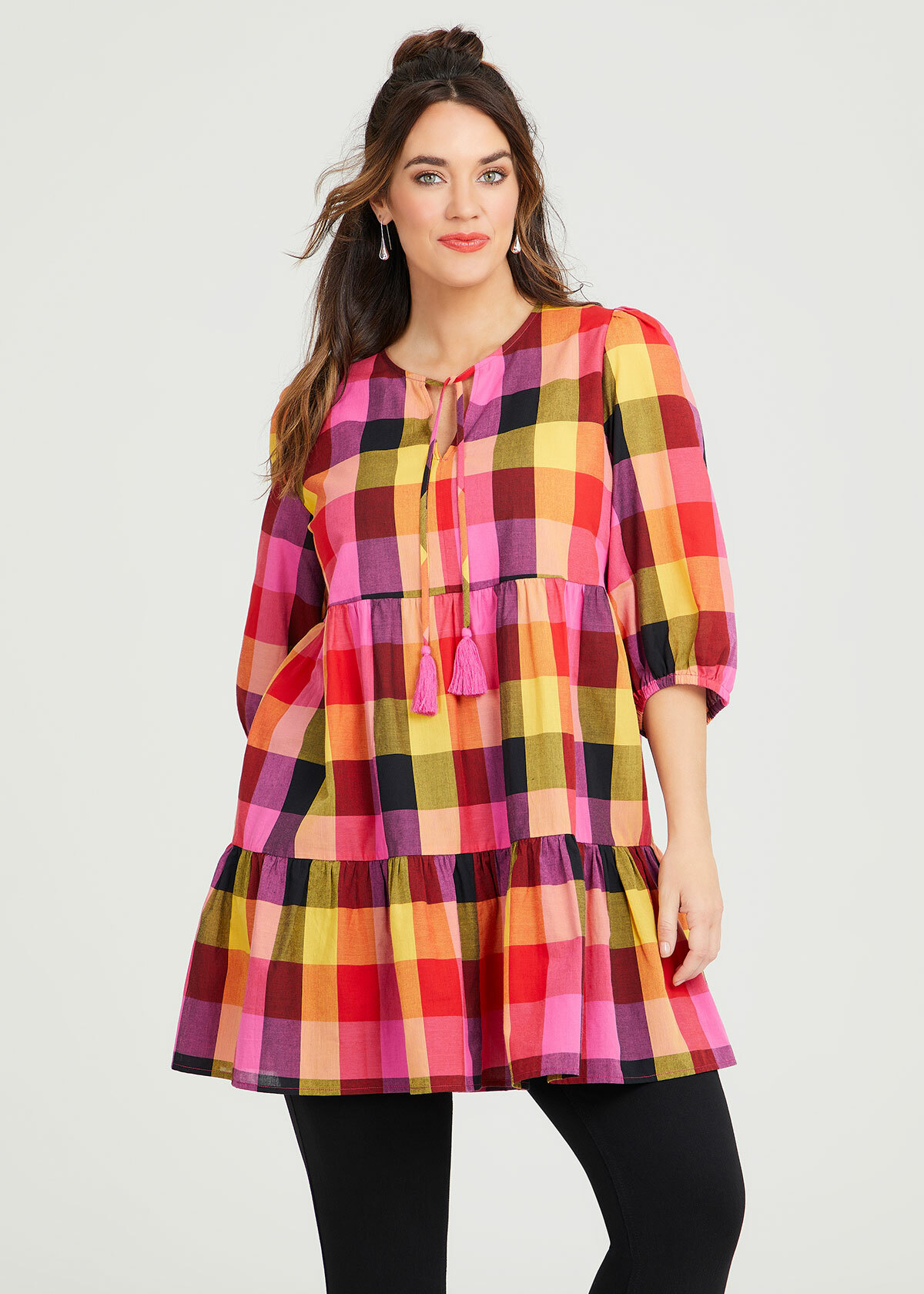 Shop Plus Size Cotton Madras Check Tunic, Multi | Taking Shape AU