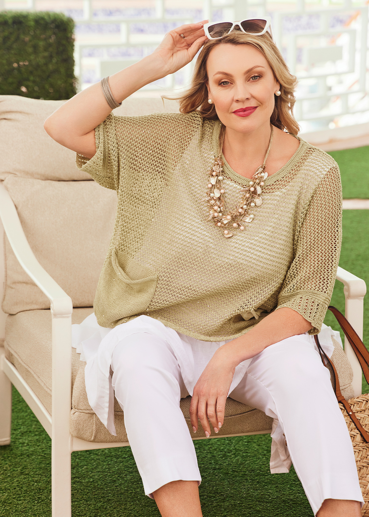 Shop Plus Size Web Pointelle Knit Overtop, Green | Taking Shape UK