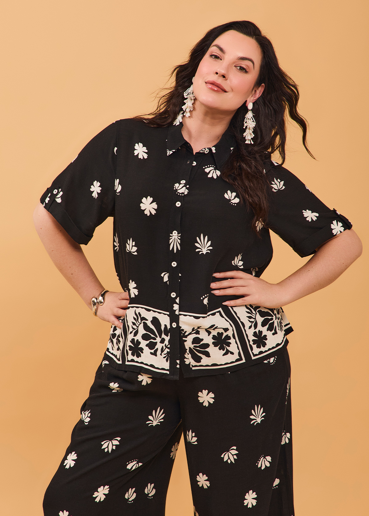 Shop Plus Size Natural Border Print Shirt, Print | Taking Shape NZ