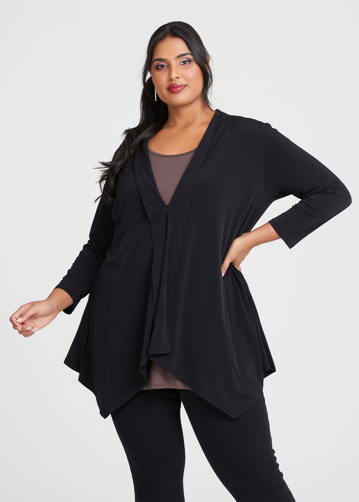 Shop Plus Size Luna Drape Cardigan in Black | Taking Shape AU