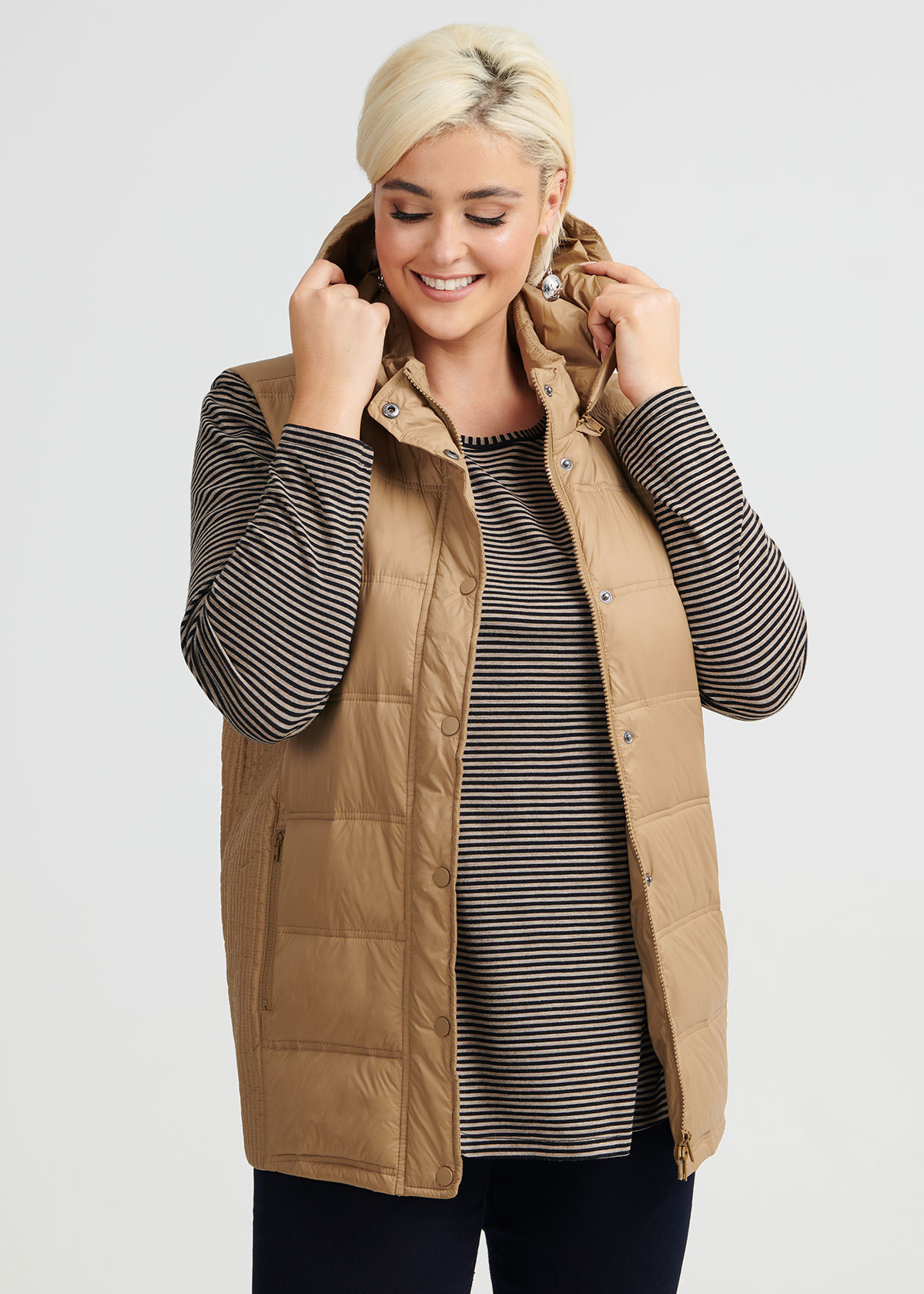 Shop Plus Size Time Traveller Puffer Vest in Brown | Taking Shape AU