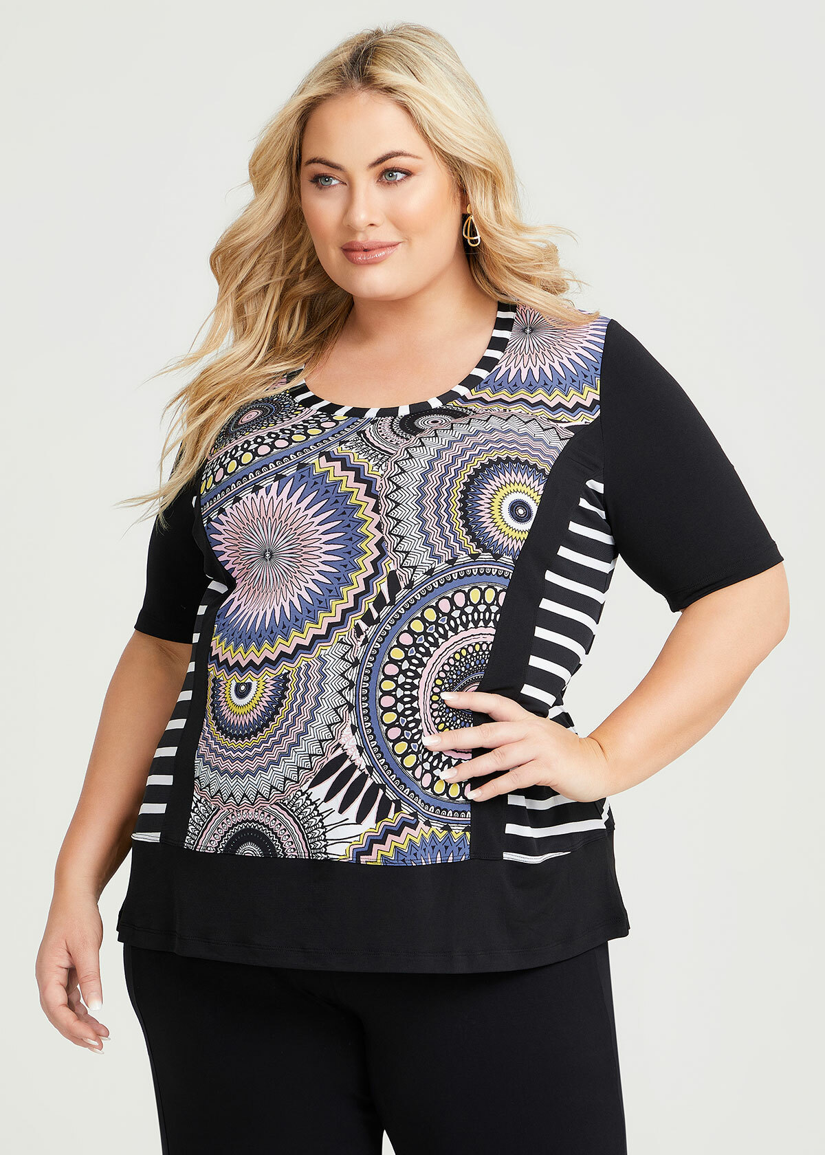Shop Plus Size Sunburst And Stripe Top, Multi | Taking Shape NZ