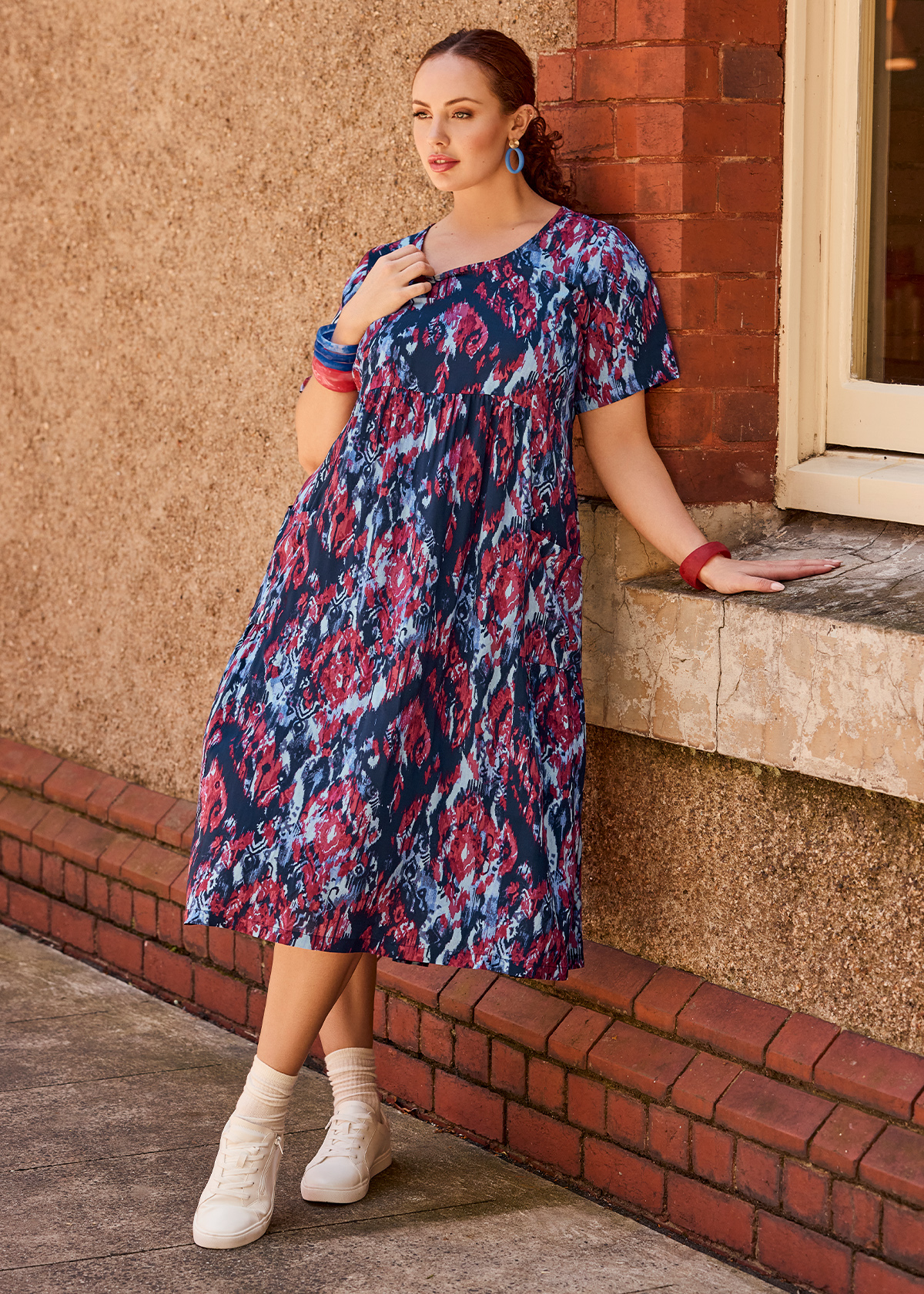 Shop Plus Size Natural Pocket Midi Dress, Floral | Taking Shape AU