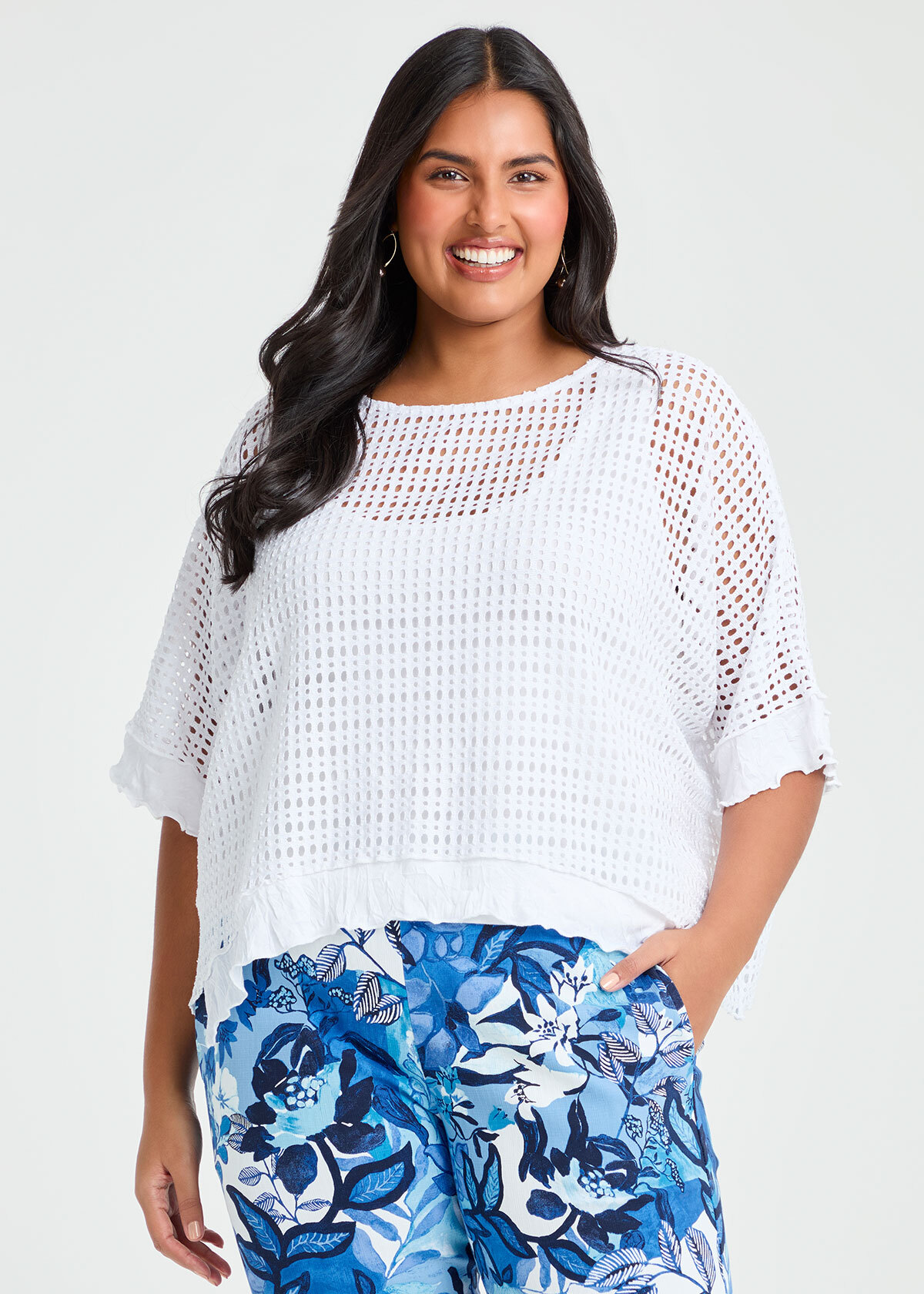 Shop Plus Size Textured Alicia Overtop, White | Taking Shape NZ