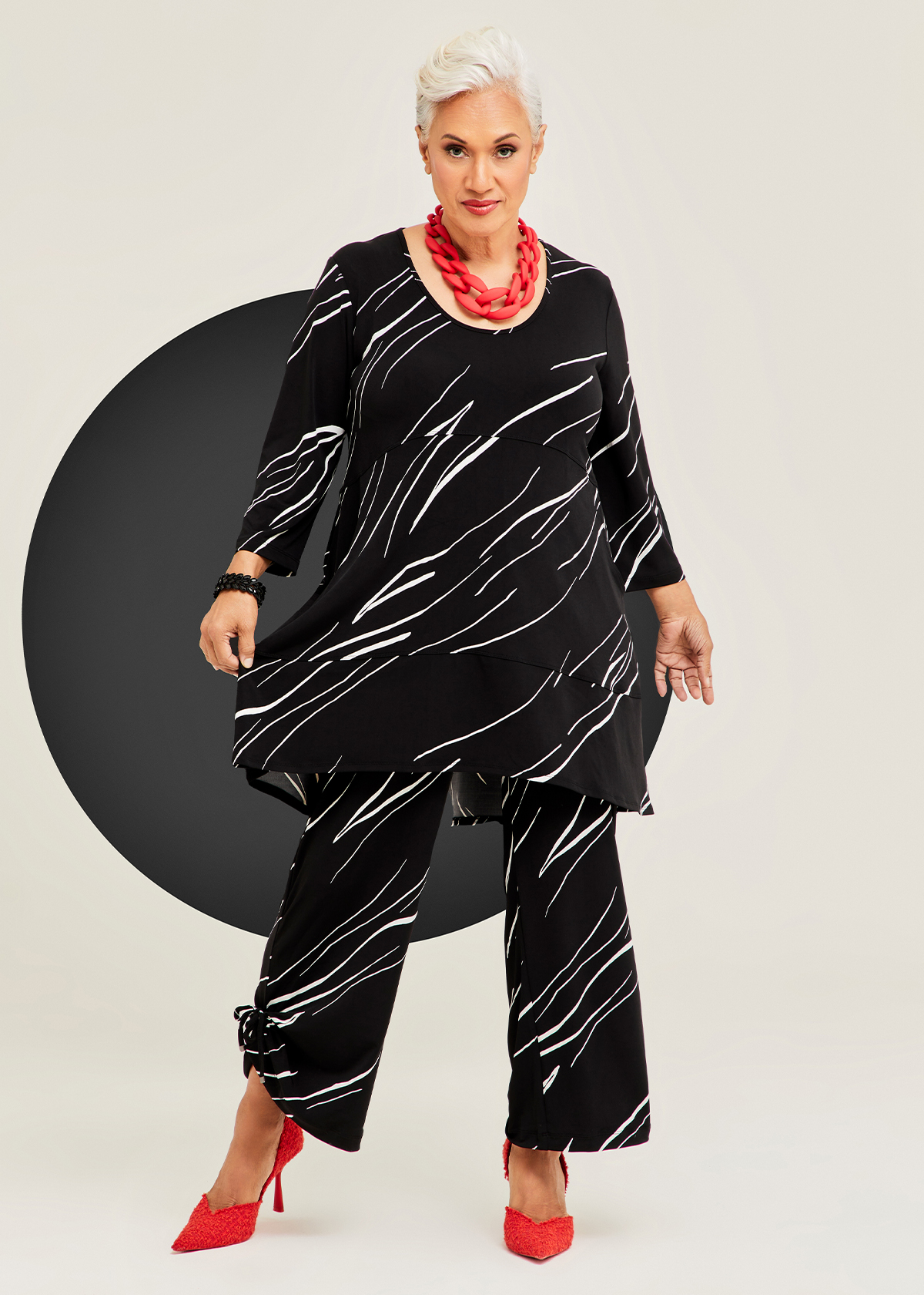 Shop Plus Size Scribble Wide Leg Pant, Black | Taking Shape NZ