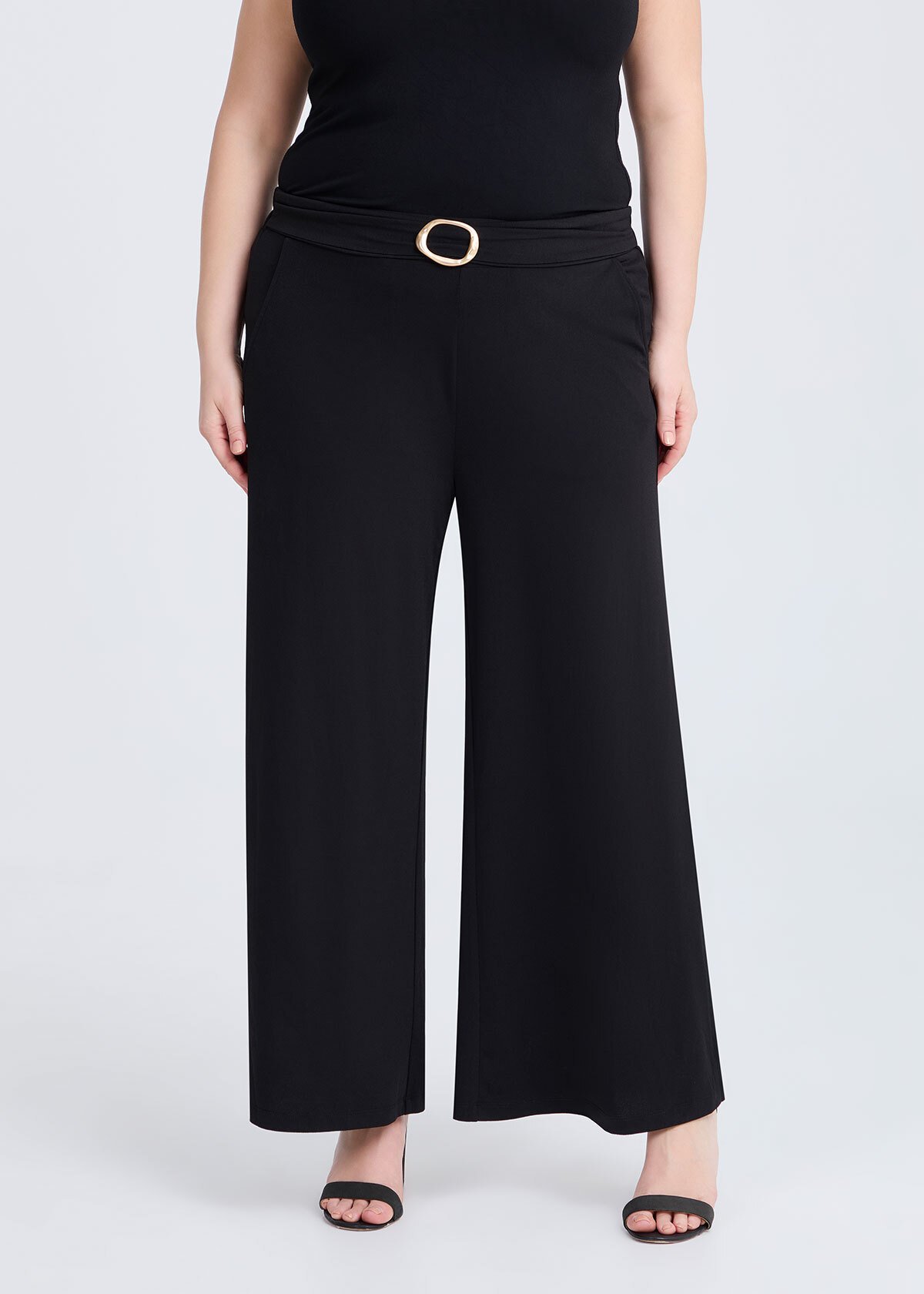 Shop Plus Size Sabrina Wide Leg Split Pant, Black | Taking Shape AU