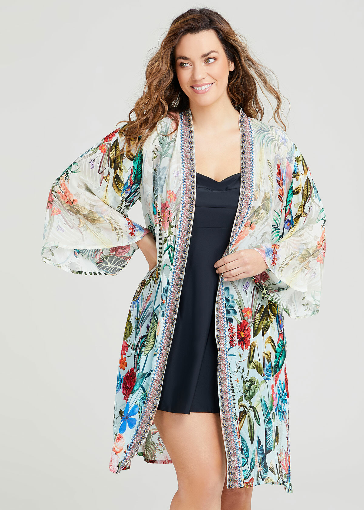 Shop Plus Size Natural Garden Kimono, Multi | Taking Shape AU