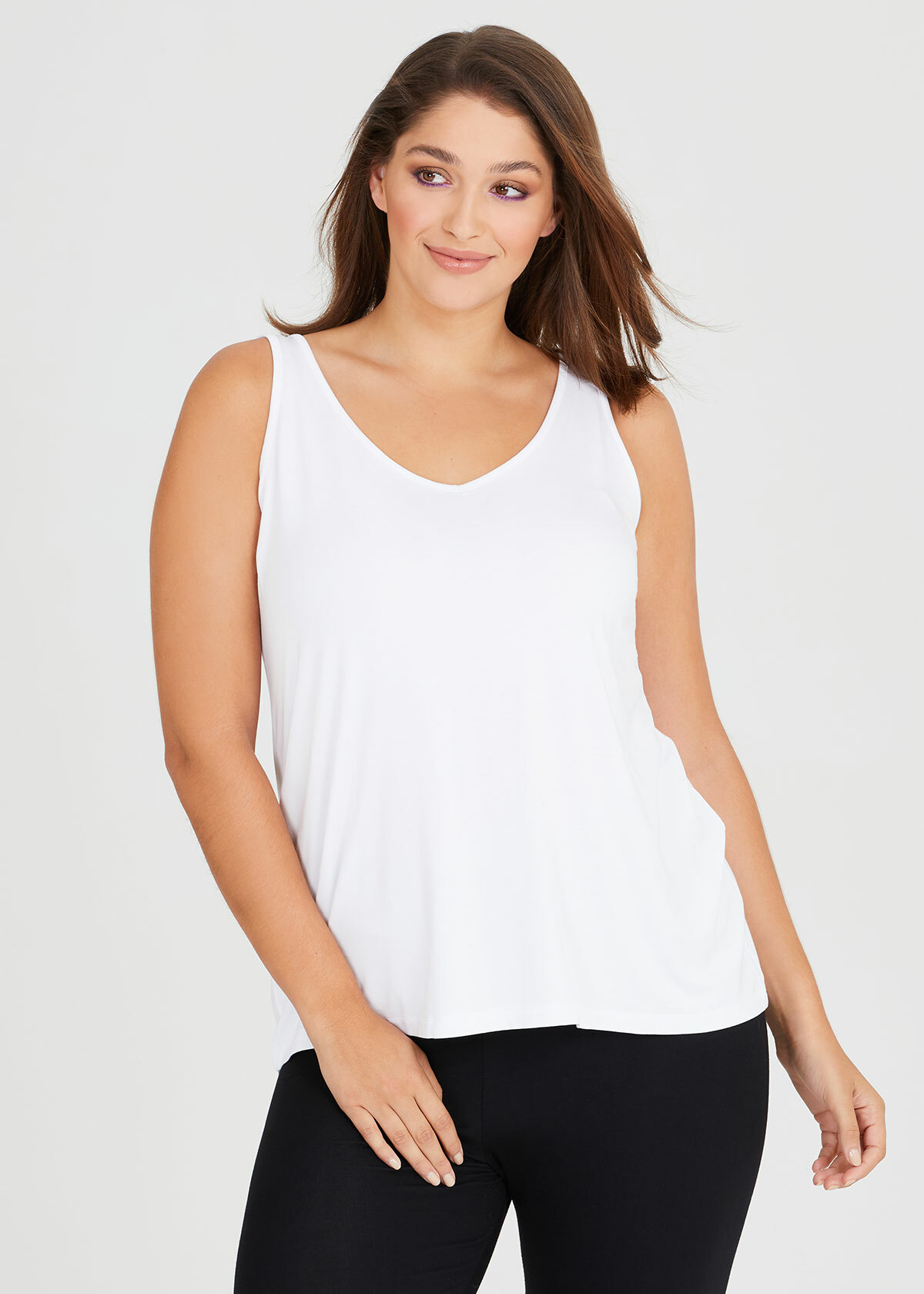 Shop Plus Size Bamboo Reversible Ultimate Cami in White | Taking Shape AU