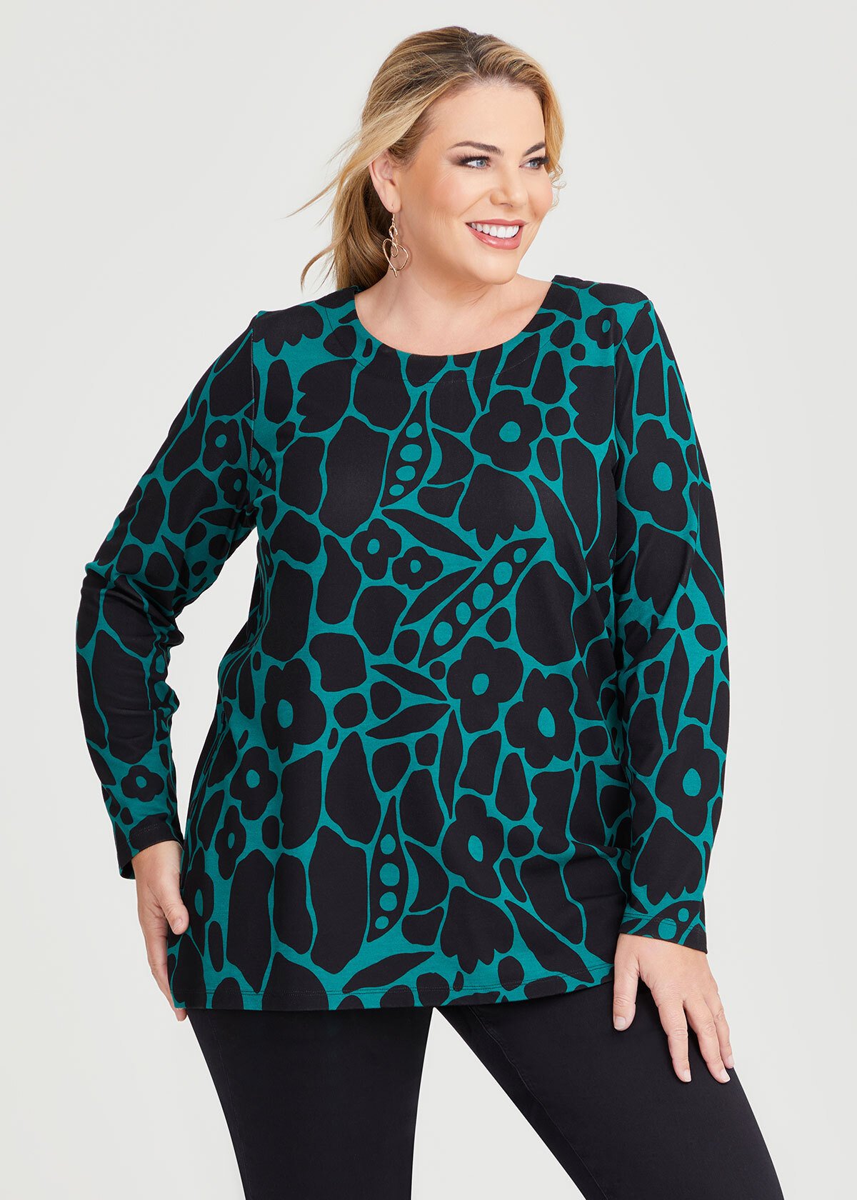 Shop Plus Size Bamboo Ponte Botanical Top, Green | Taking Shape AU