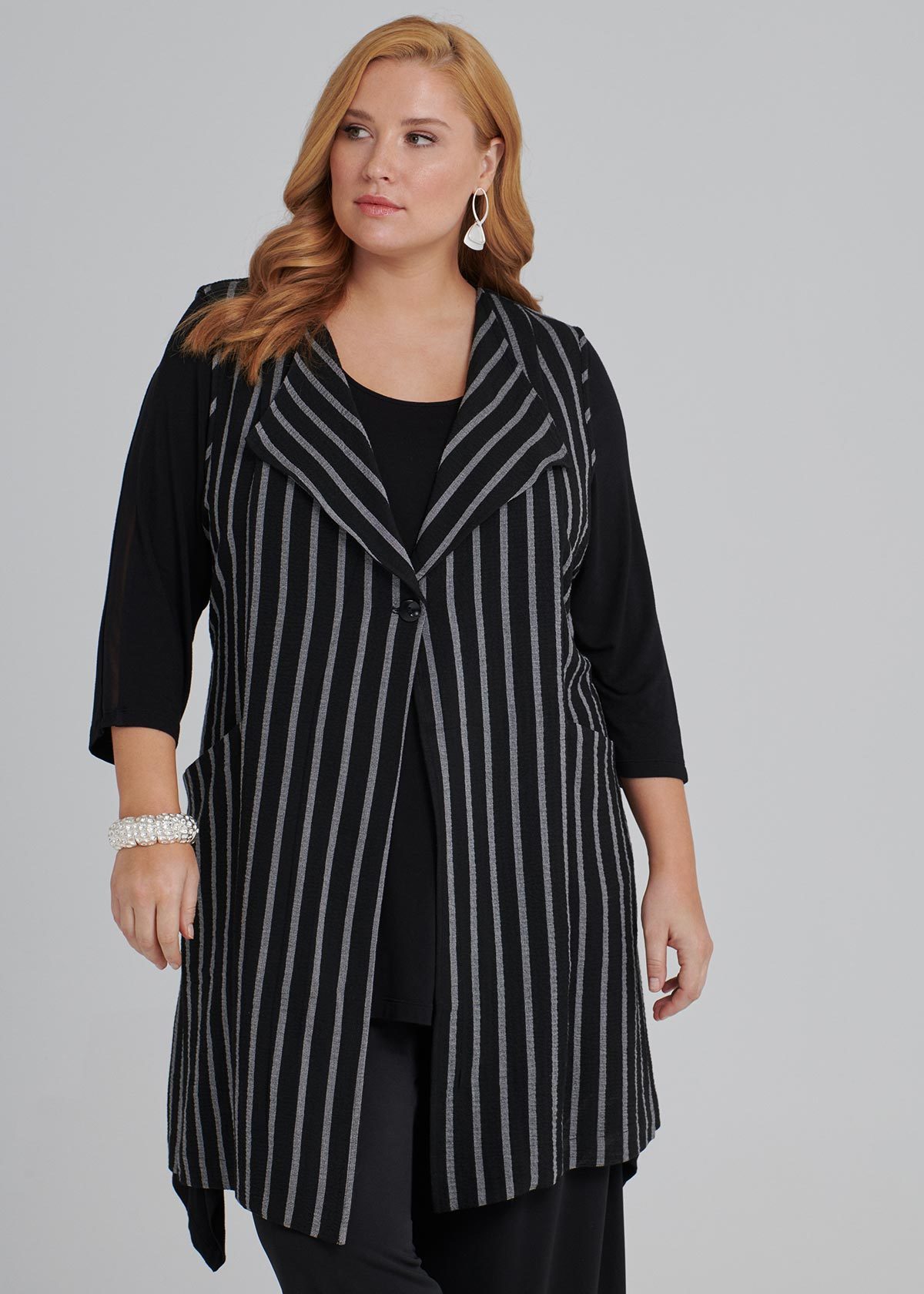 Shop Plus Size Line Up Stripe Vest, Stripes | Taking Shape AU