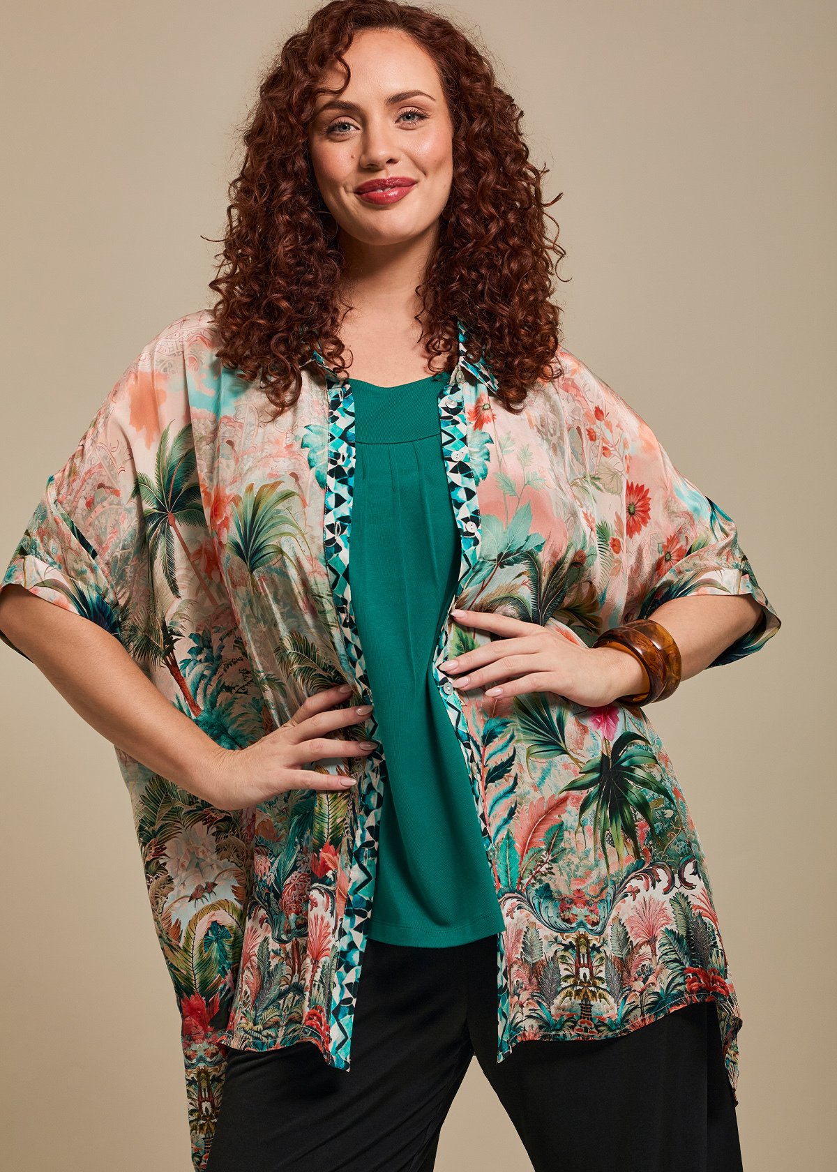 Shop Plus Size Natural Sicilian Spot Top, Multi | Taking Shape AU