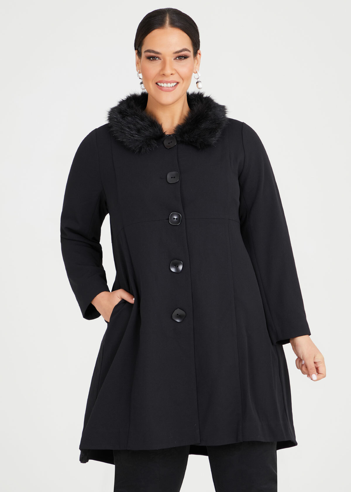 Shop Plus Size Victoria Dress Coat, Black | Taking Shape UK