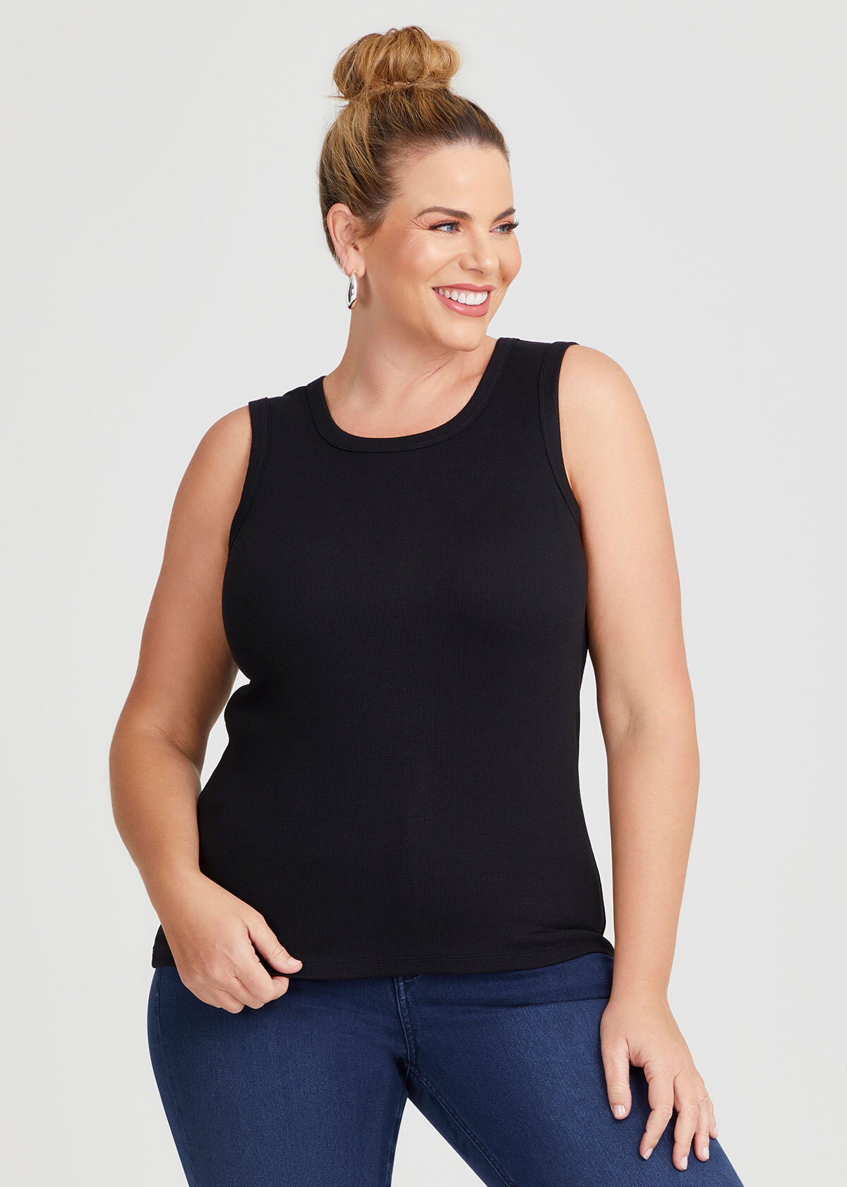 Shop Plus Size Cotton Modal Rib Tank, Black | Taking Shape UK