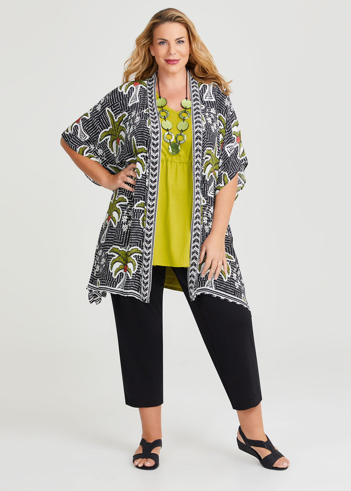 Shop Plus Size Natural Oasis Kimono, Multi | Taking Shape NZ