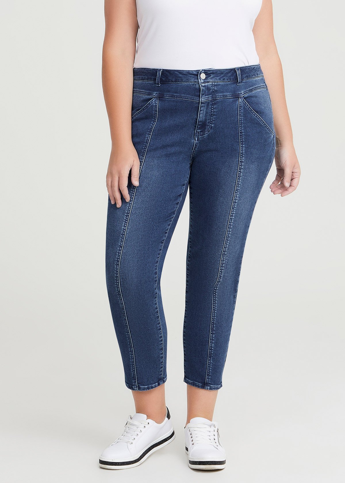 Shop Plus Size Front Seam Straight Leg Jean, Blue | Taking Shape AU