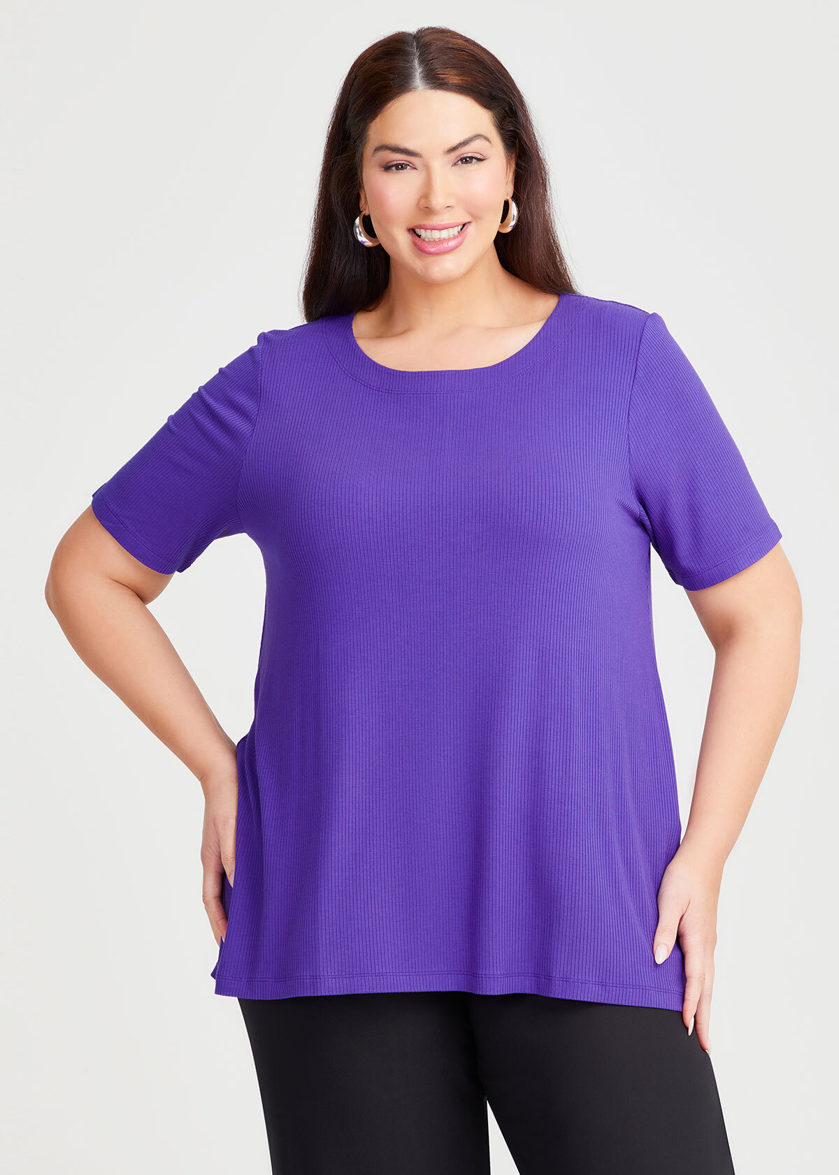 Shop Plus Size Natural Essential Rib Top, Purple | Taking Shape AU