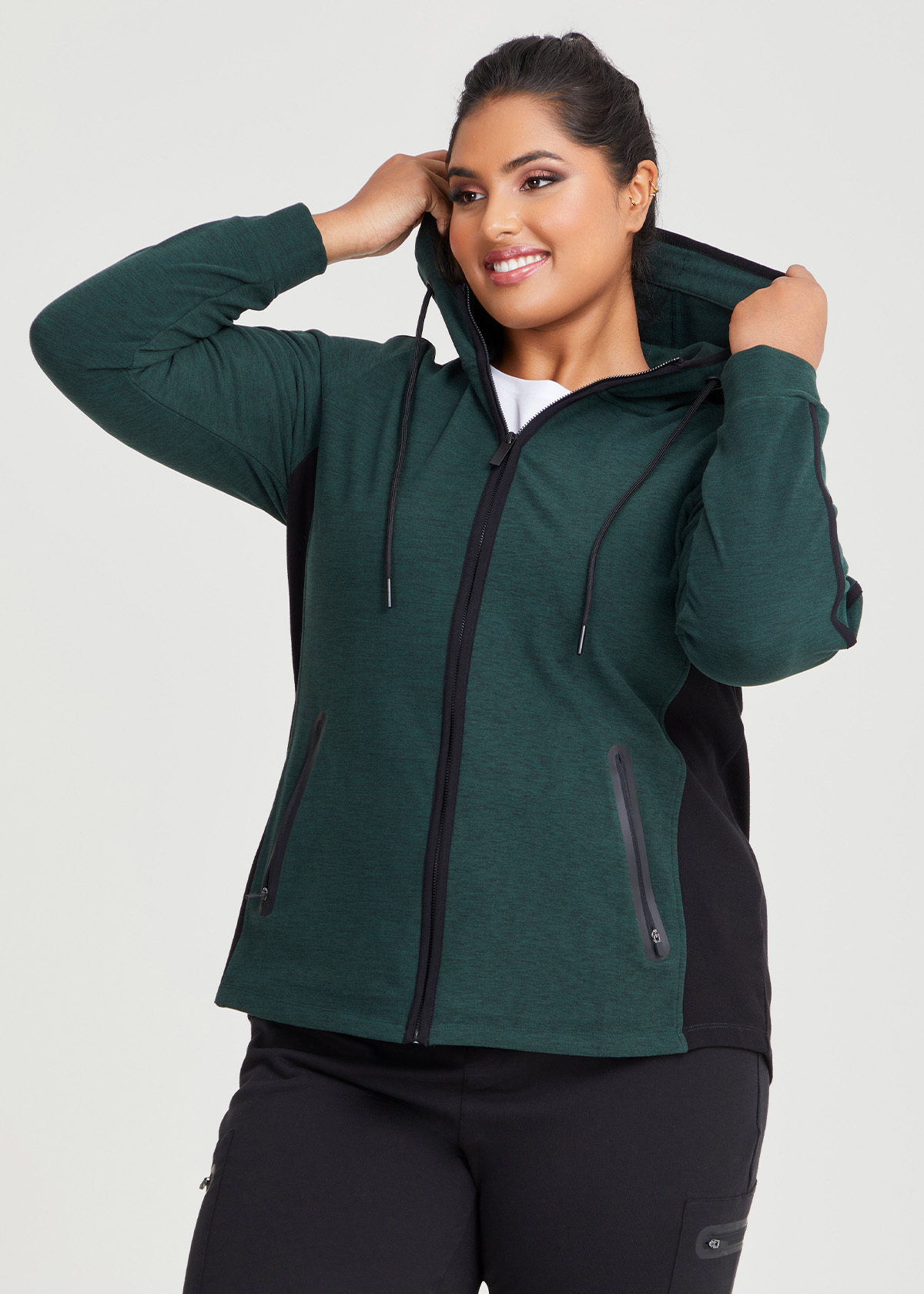 Shop Plus Size Active Contrast Bind Jacket, Green | Taking Shape NZ