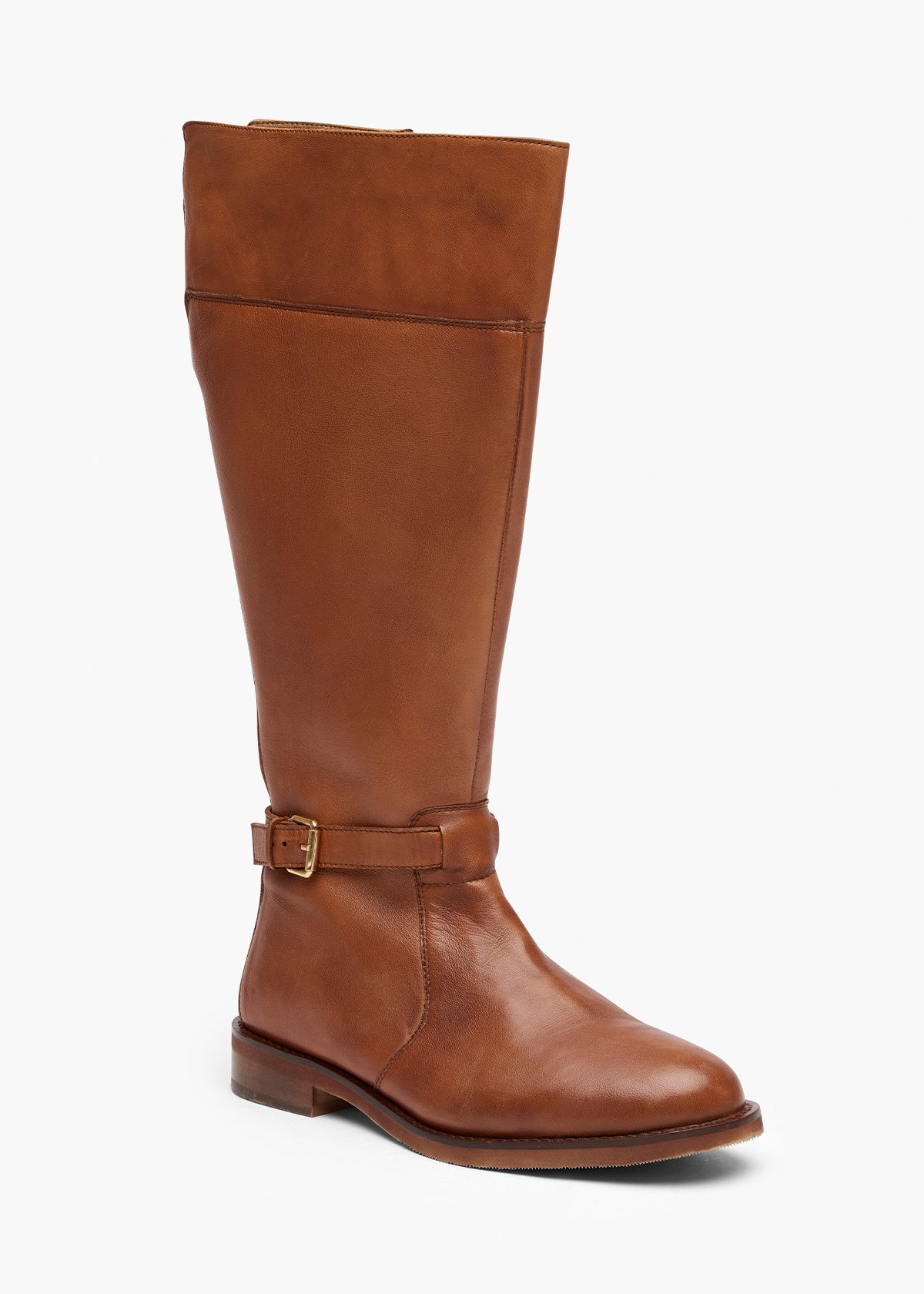Shop Plus Size Leather Buckle Knee Boot, Brown | Taking Shape AU