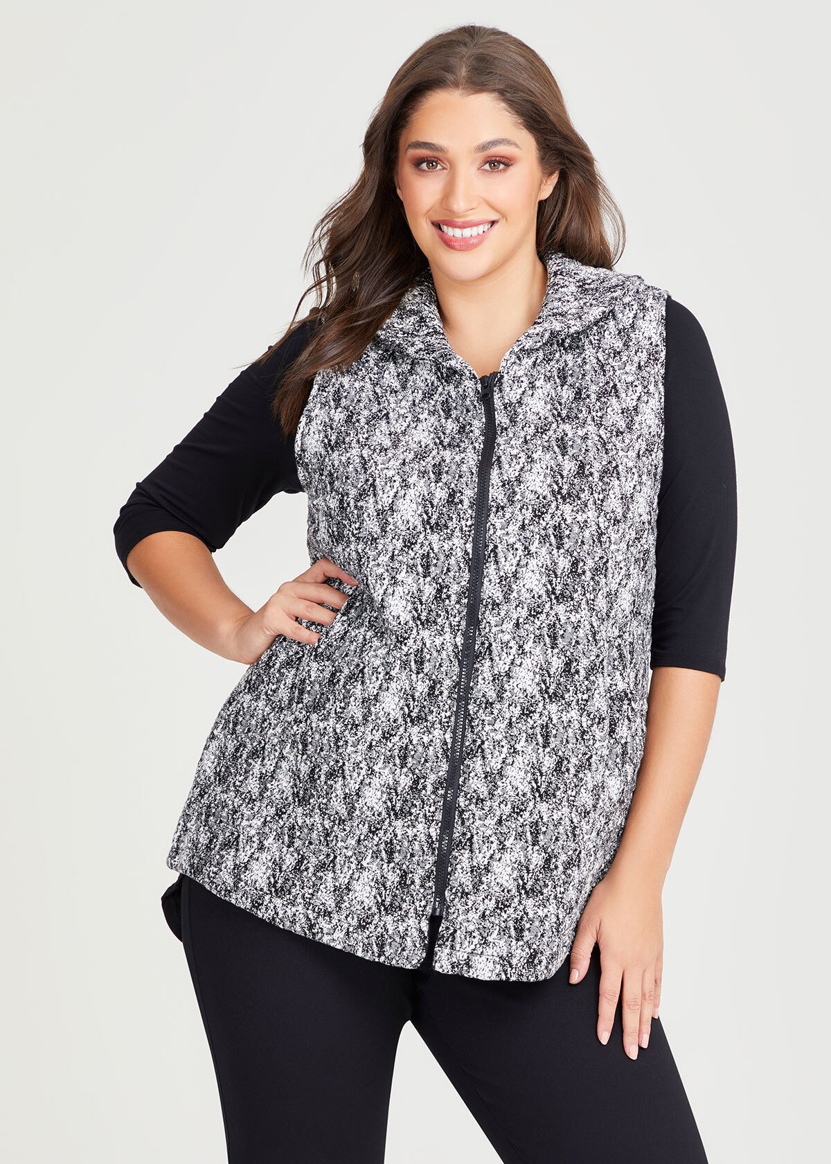 Shop Plus Size Quilted Knitted Vest, Black | Taking Shape AU