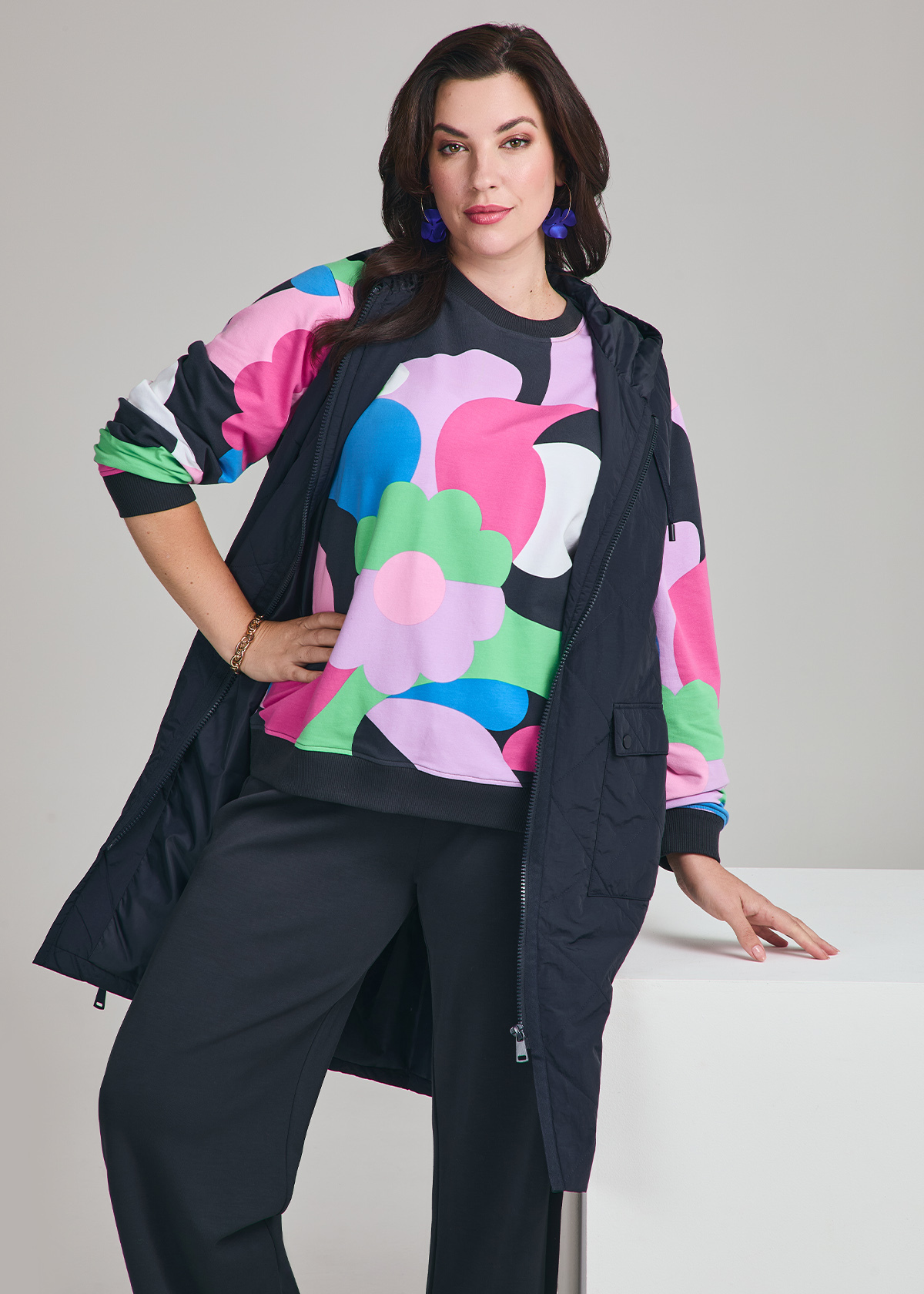 Shop Plus Size Cotton Floral Refresh Sweatshirt, Floral | Taking Shape NZ