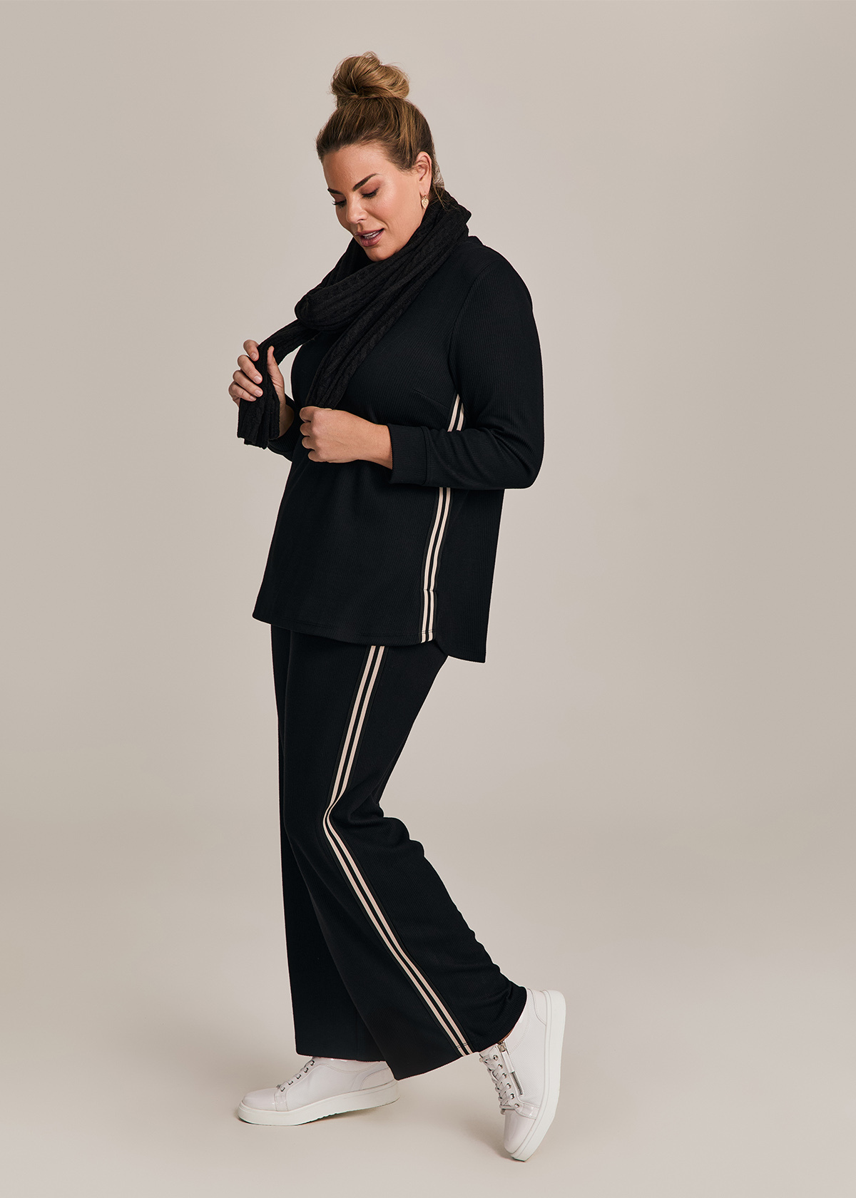 Shop Plus Size Natural On The Go Wide Pant, Black | Taking Shape AU