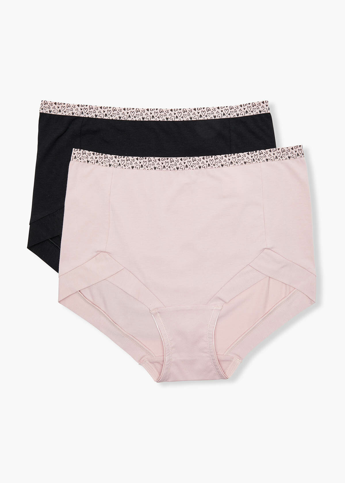 Shop Plus Size 2Pk Bamboo Love Heart Briefs in Black | Taking Shape AU