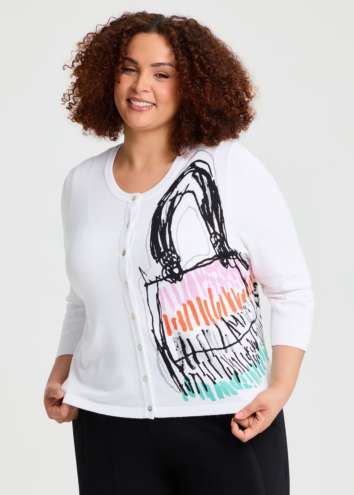 Shop Plus Size Abstract Natural Cardigan, Multi | Taking Shape NZ