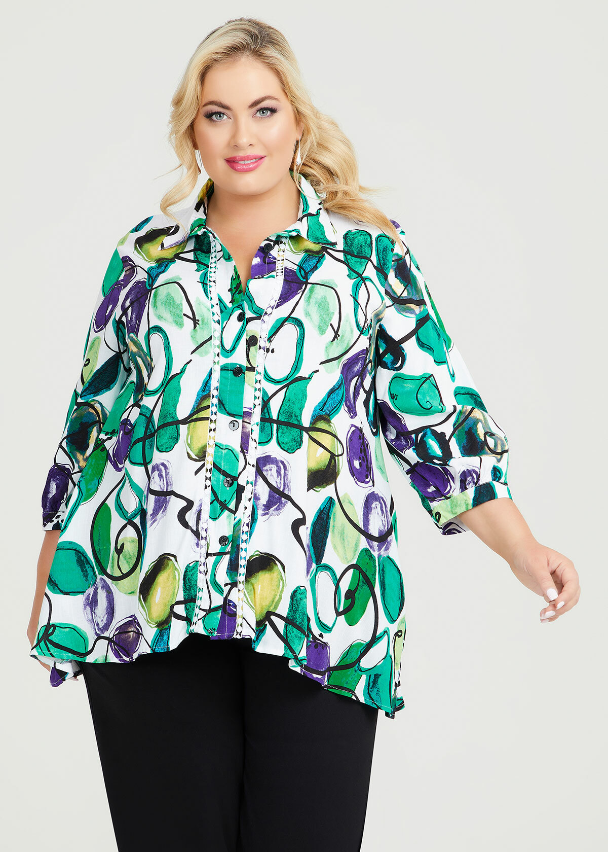 Shop Plus Size Natural Colour Me Olive Shirt, Multi | Taking Shape NZ