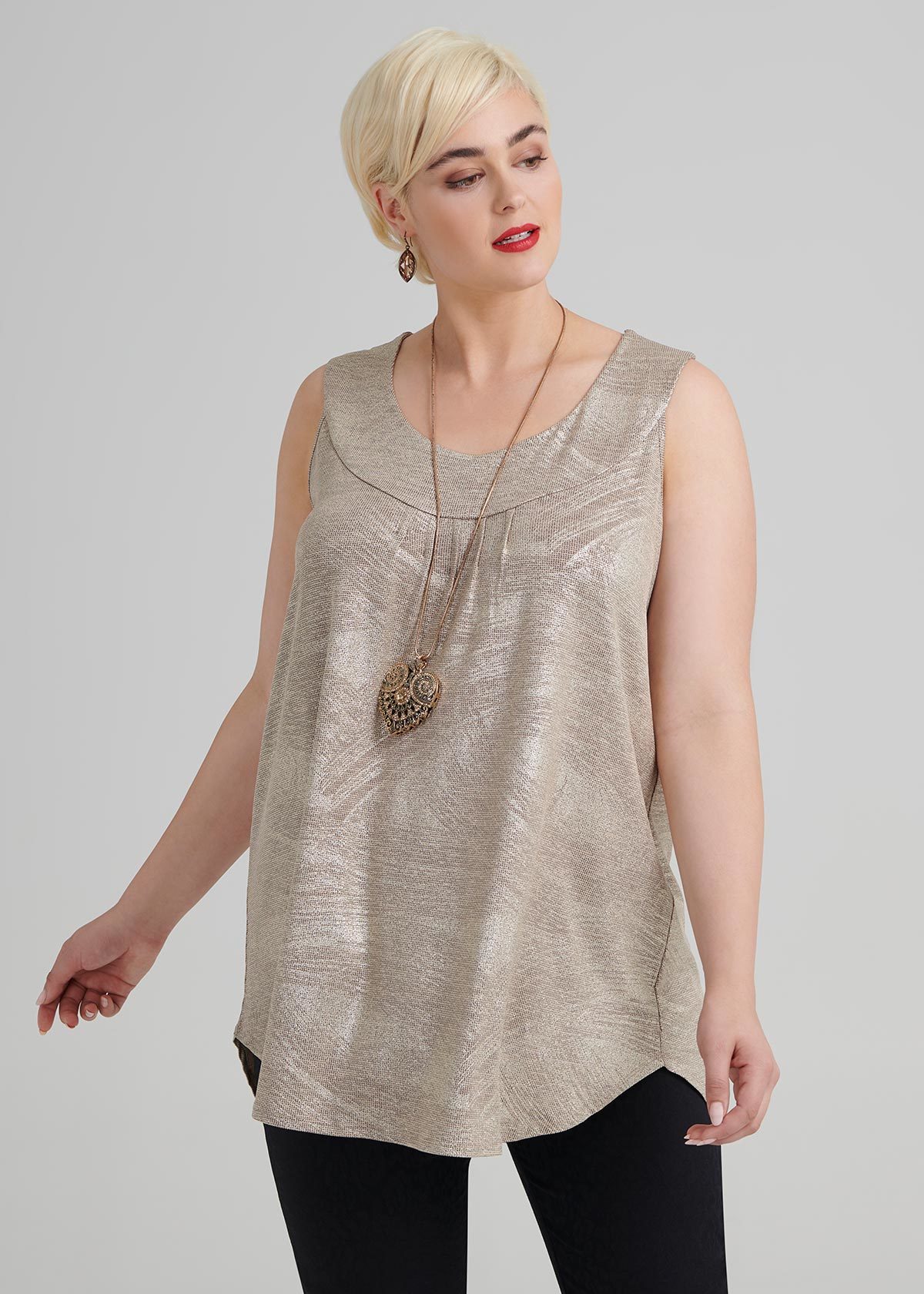 Shop Plus Size Shimmer And Shine Tank, White | Taking Shape NZ