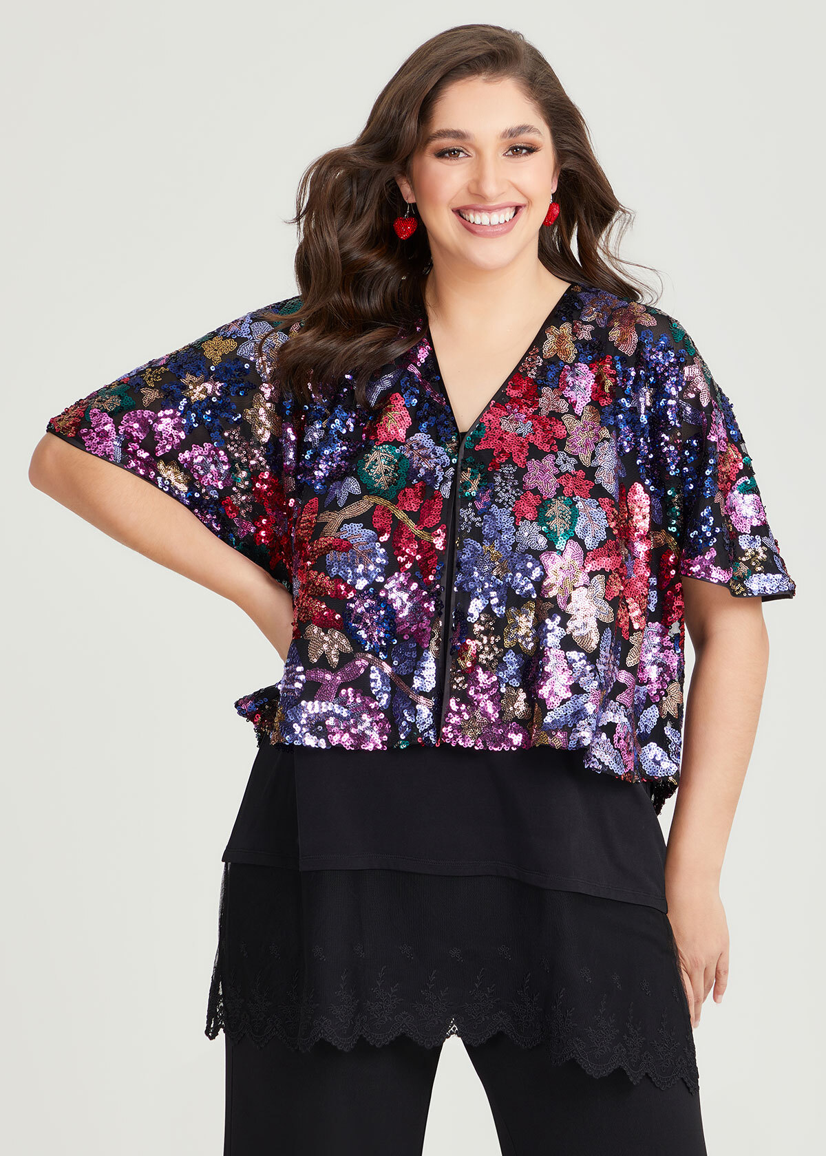 Shop Plus Size Floral Bloom Sequin Capelet, Multi | Taking Shape AU