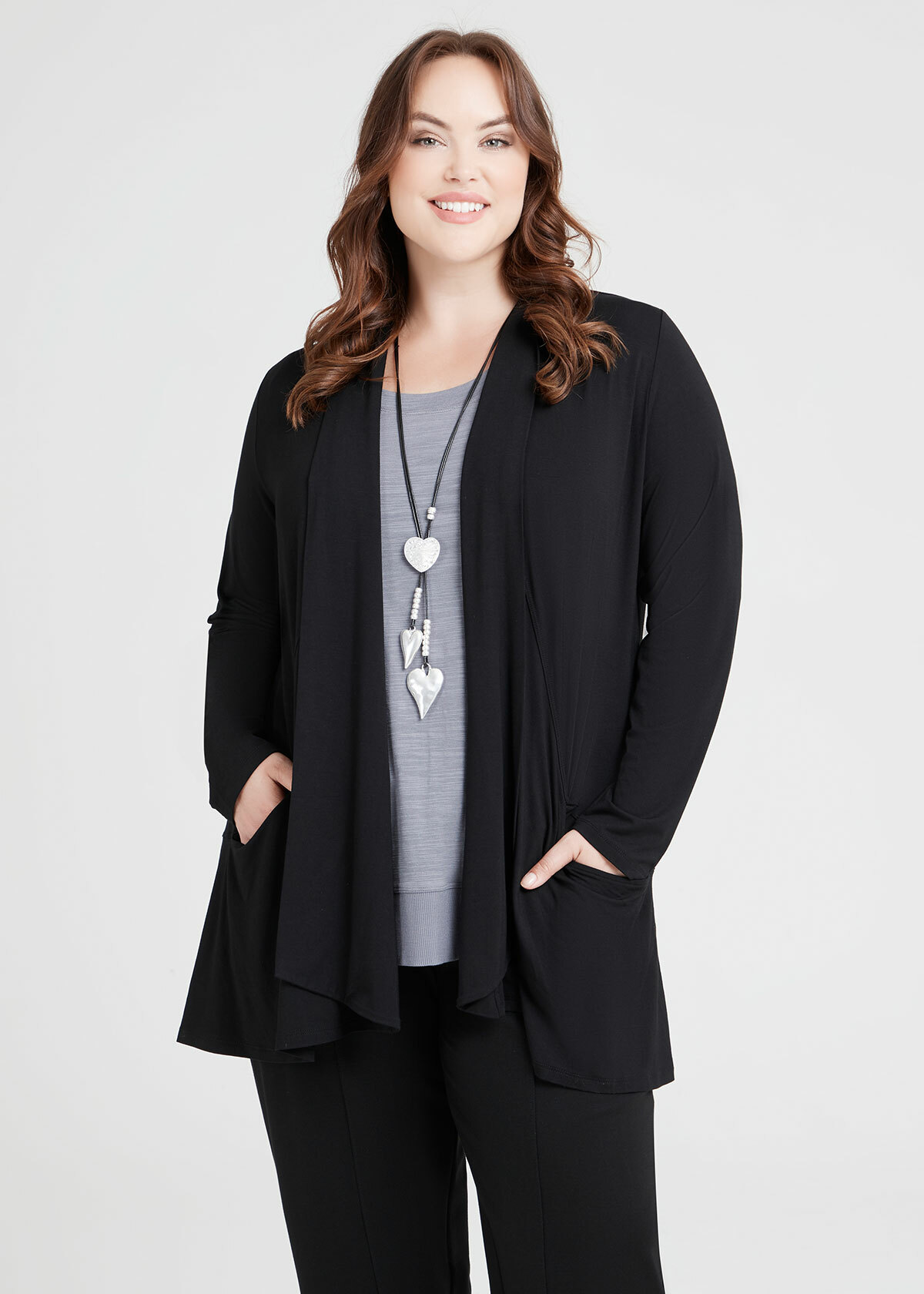 Shop Plus Size Abby Bamboo Midi Cardigan in Black | Taking Shape AU