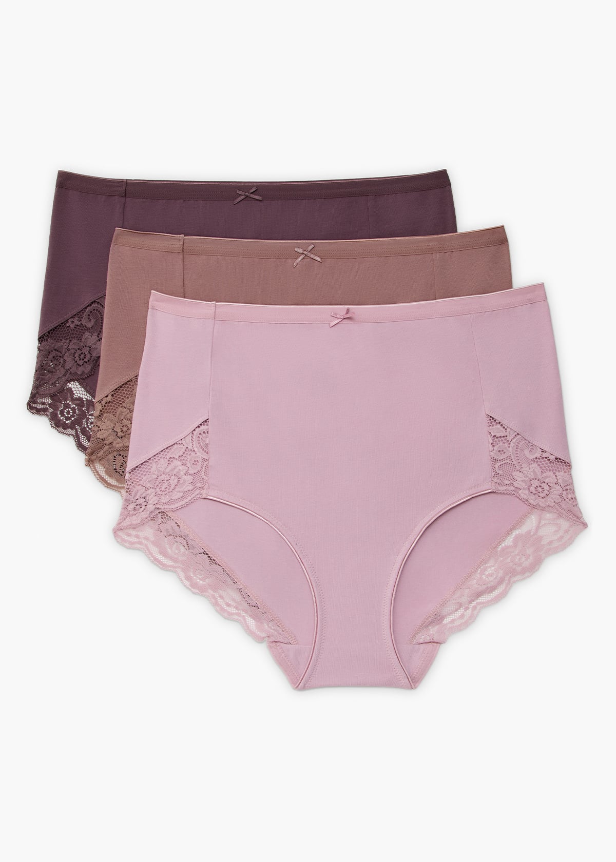 Shop Plus Size 3 Pack Cotton Lace Full Briefs, Purple | Taking Shape NZ