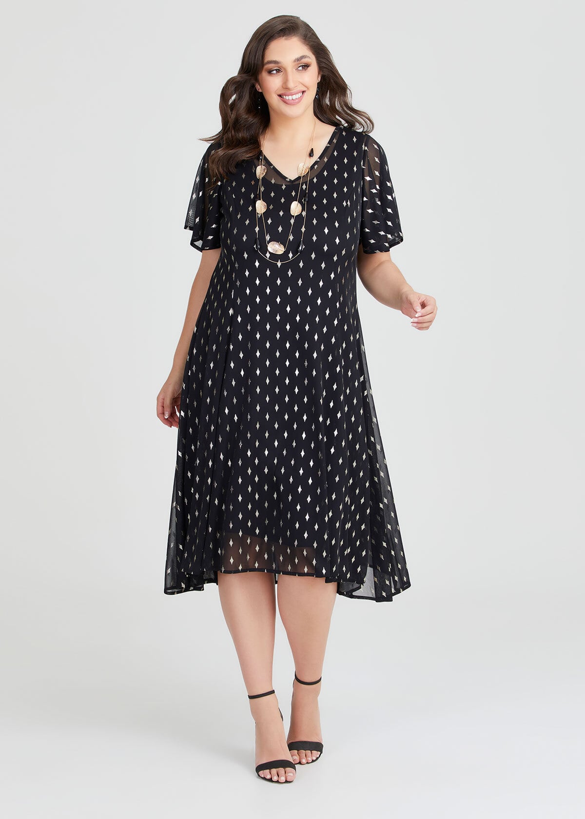 Shop Plus Size Diamond Mesh Cocktail Dress, Black | Taking Shape AU