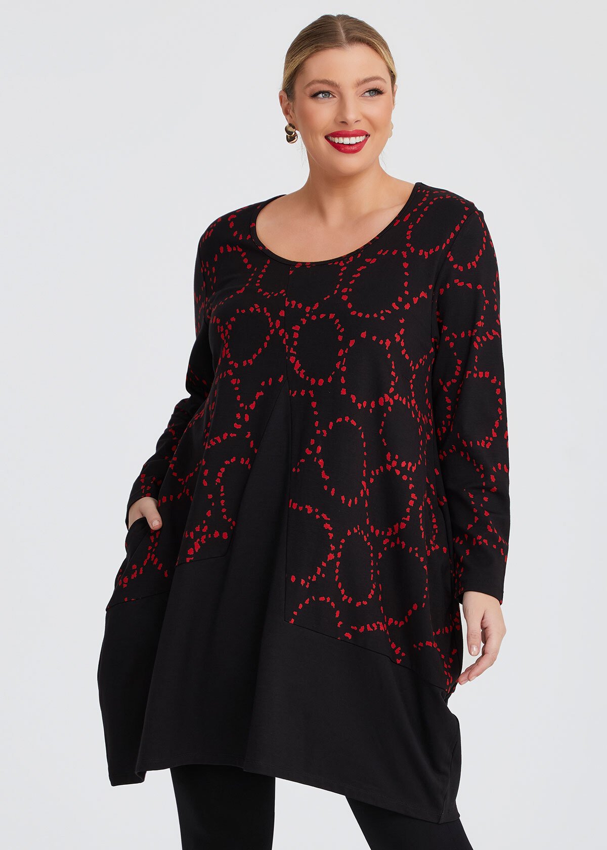 Shop Plus Size Detachable Collar Ponte Tunic, Black | Taking Shape AU