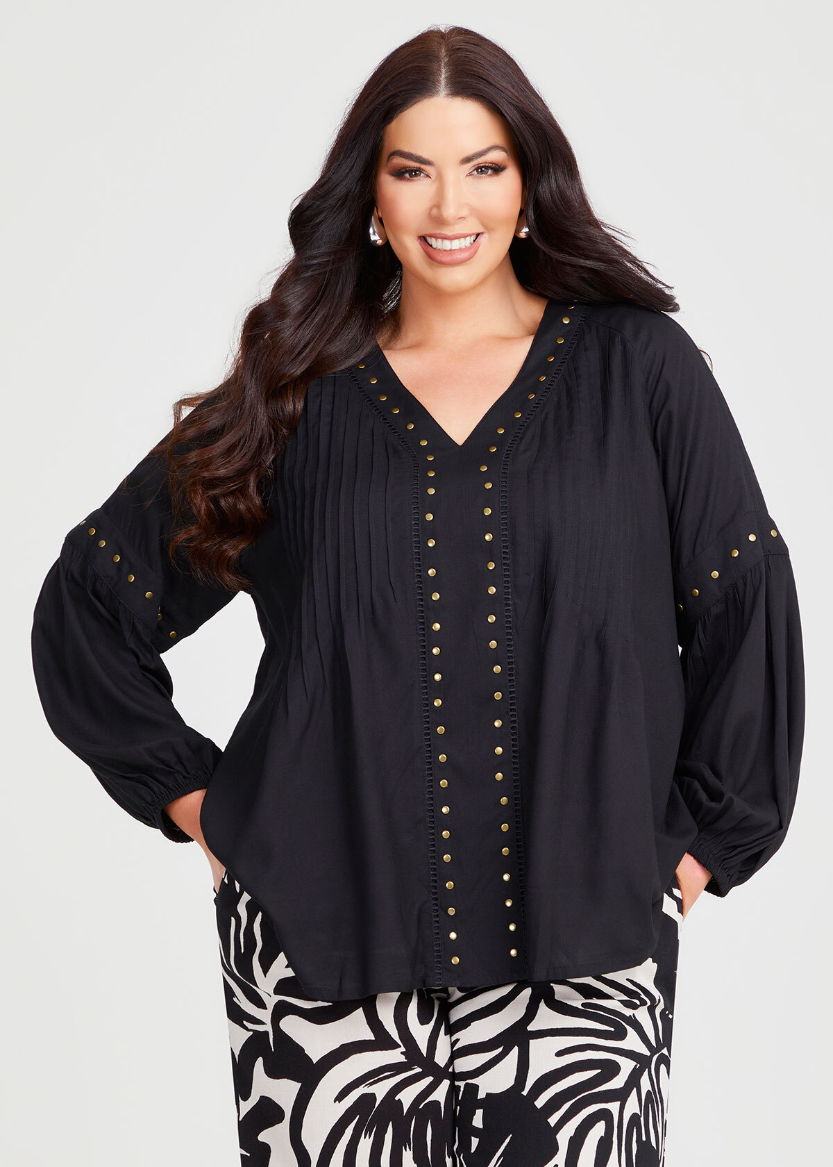 Shop Plus Size Natural Ayisha Top, Black | Taking Shape AU